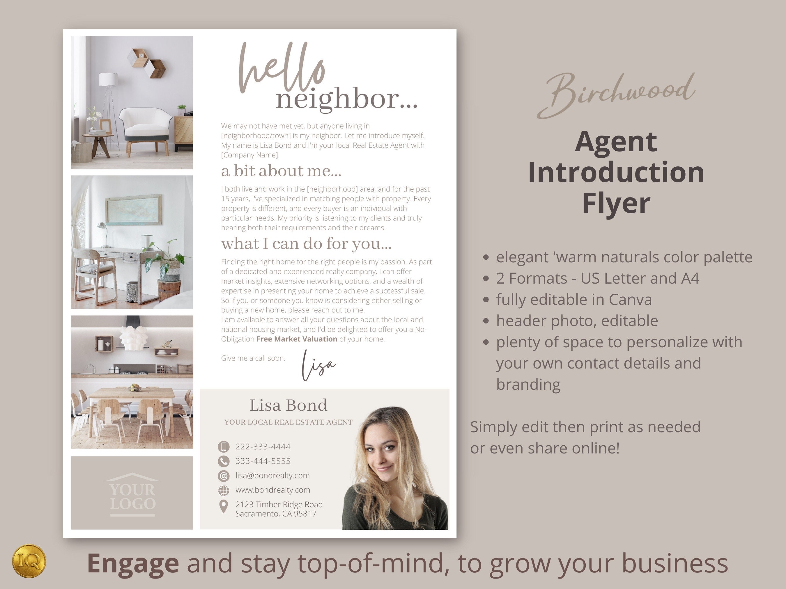 Real Estate Agent Intro Flyer Template, Realtor Introduction, Hello ...