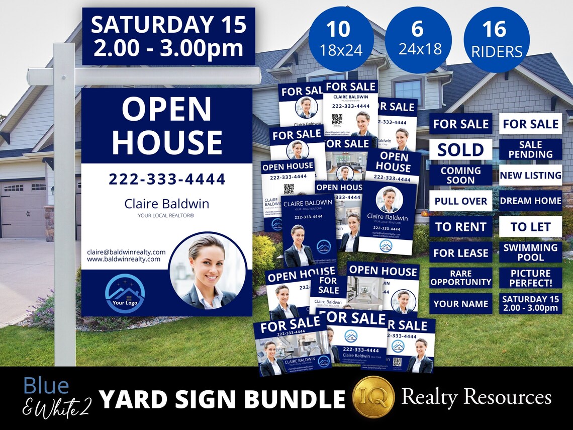 Real Estate Yard Sign Bundle, Real Estate Signs, for Sale Yard Sign ...