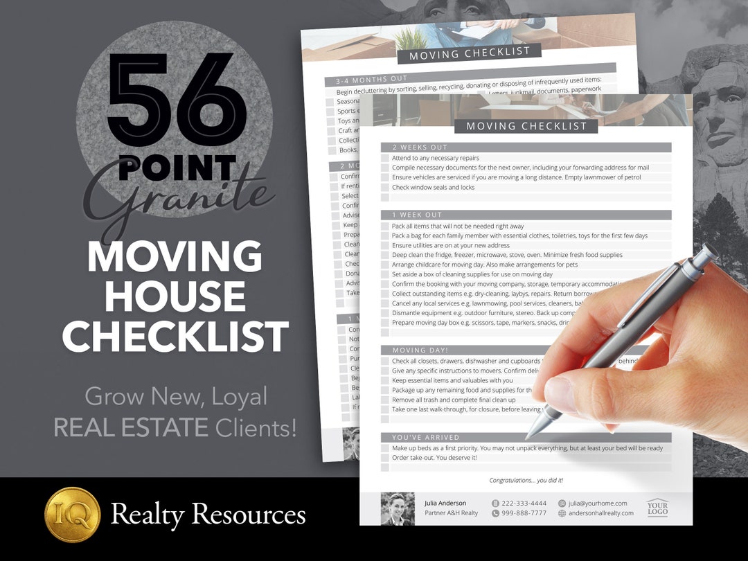 Real Estate Moving Checklist for Home Sellers and Buyers, Real Estate ...