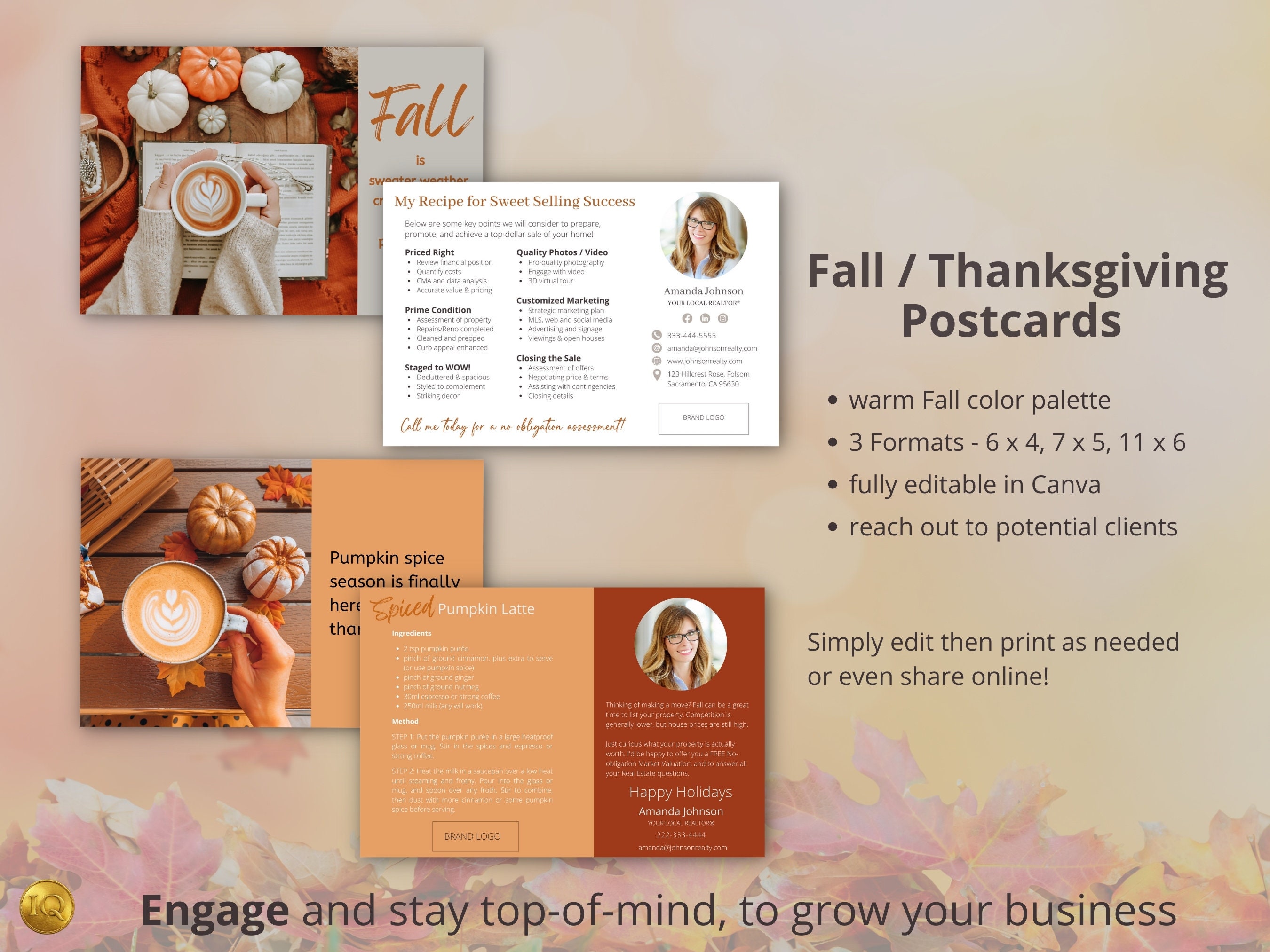 Fall Real Estate Postcard Bundle Thanksgiving Postcard - Etsy