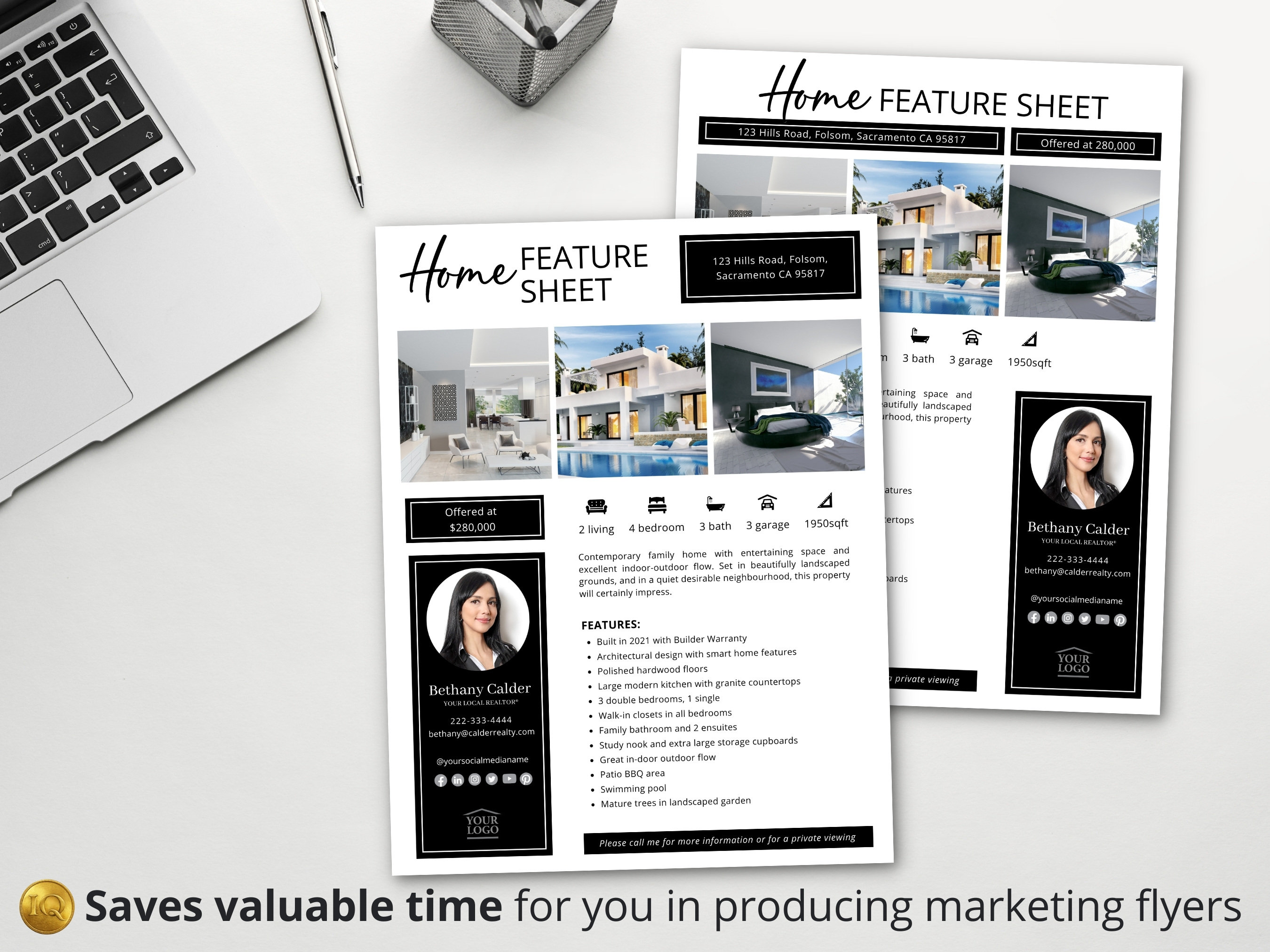 Real Estate Flyer, Home Feature Sheet, for Sale Flyer Template, Real ...
