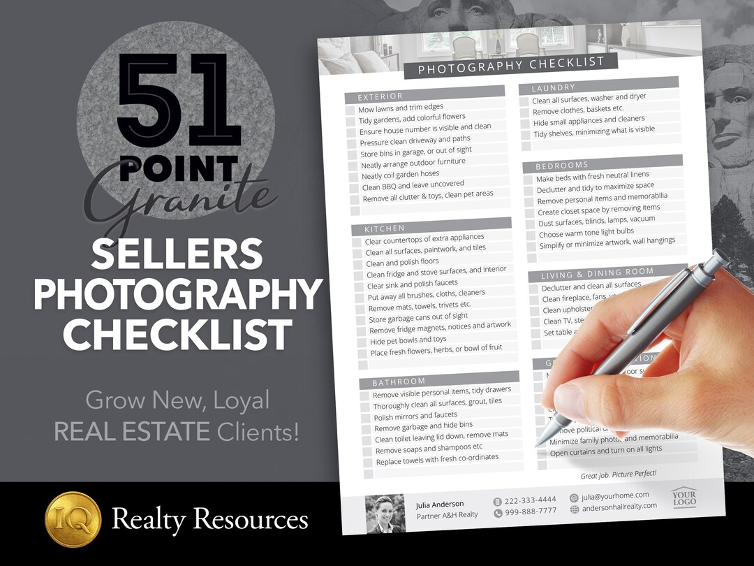 Real Estate Photography Checklist for Home Sellers, Realtor, Real ...