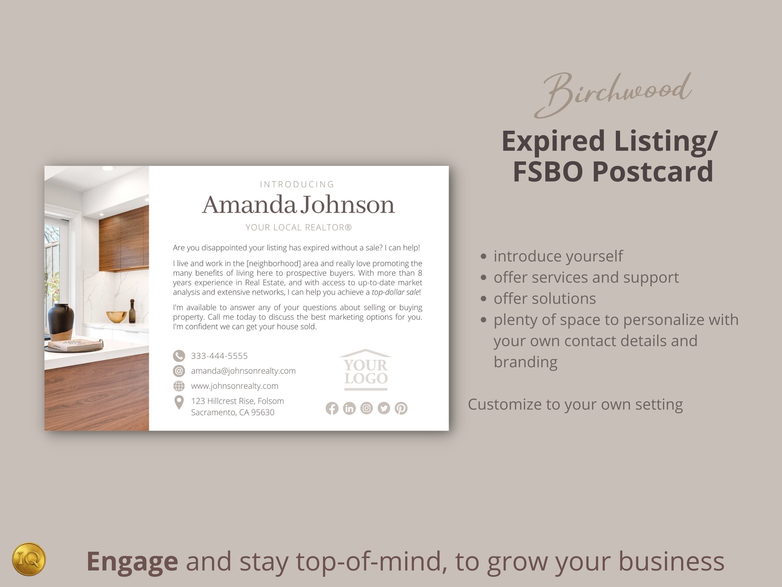Real Estate Postcard Template, Expired Listing Postcard, FSBO Postcard ...
