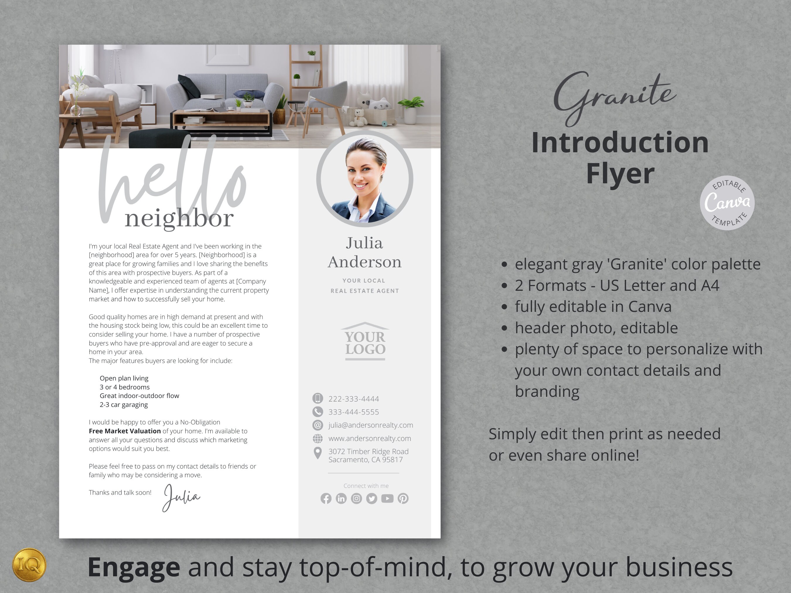 Real Estate Flyer Template, Hello Neighbor Realtor Introduction Flyer ...