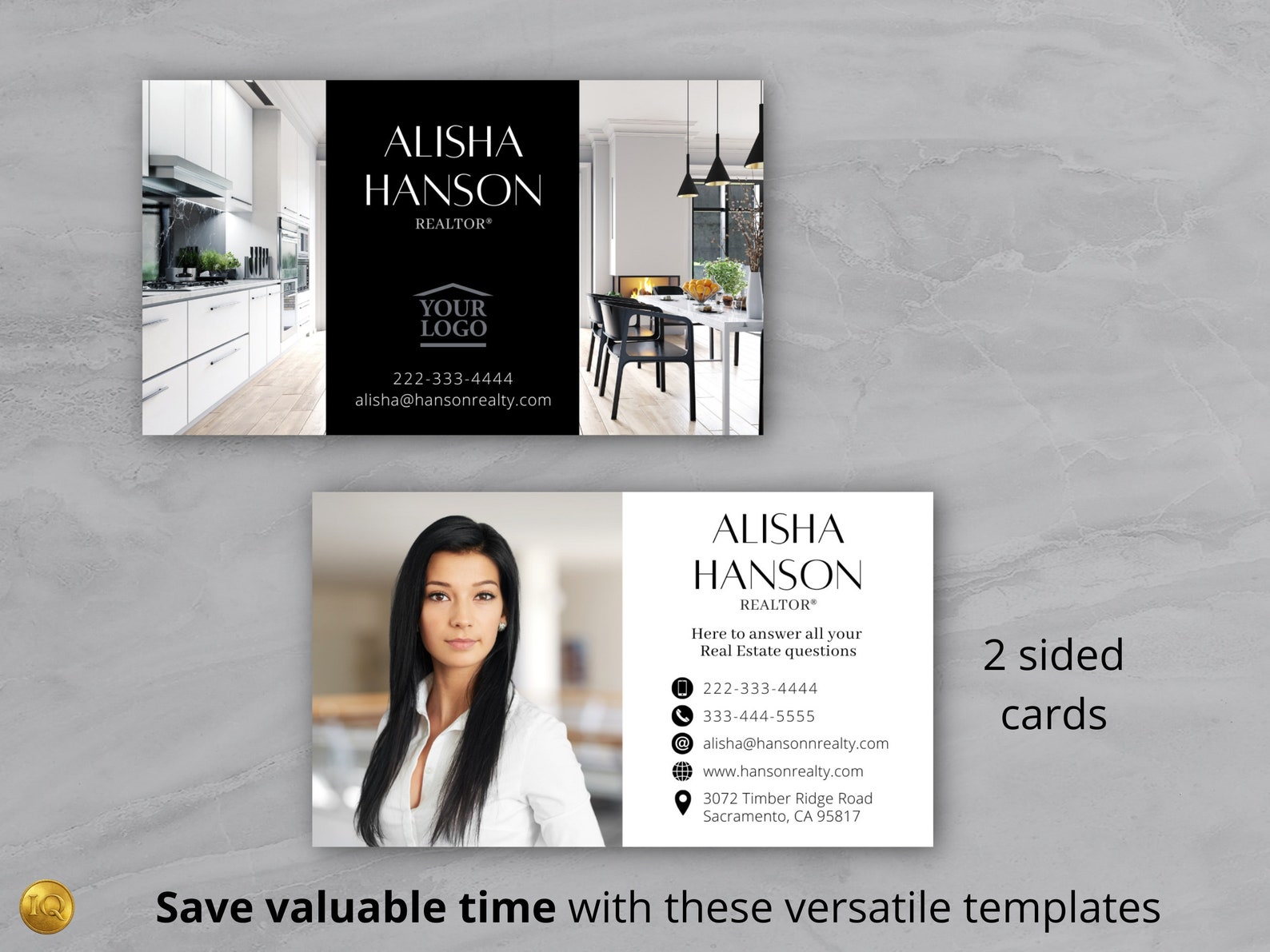 2 Real Estate Business Card Templates, Double-sided, Editable Templates ...