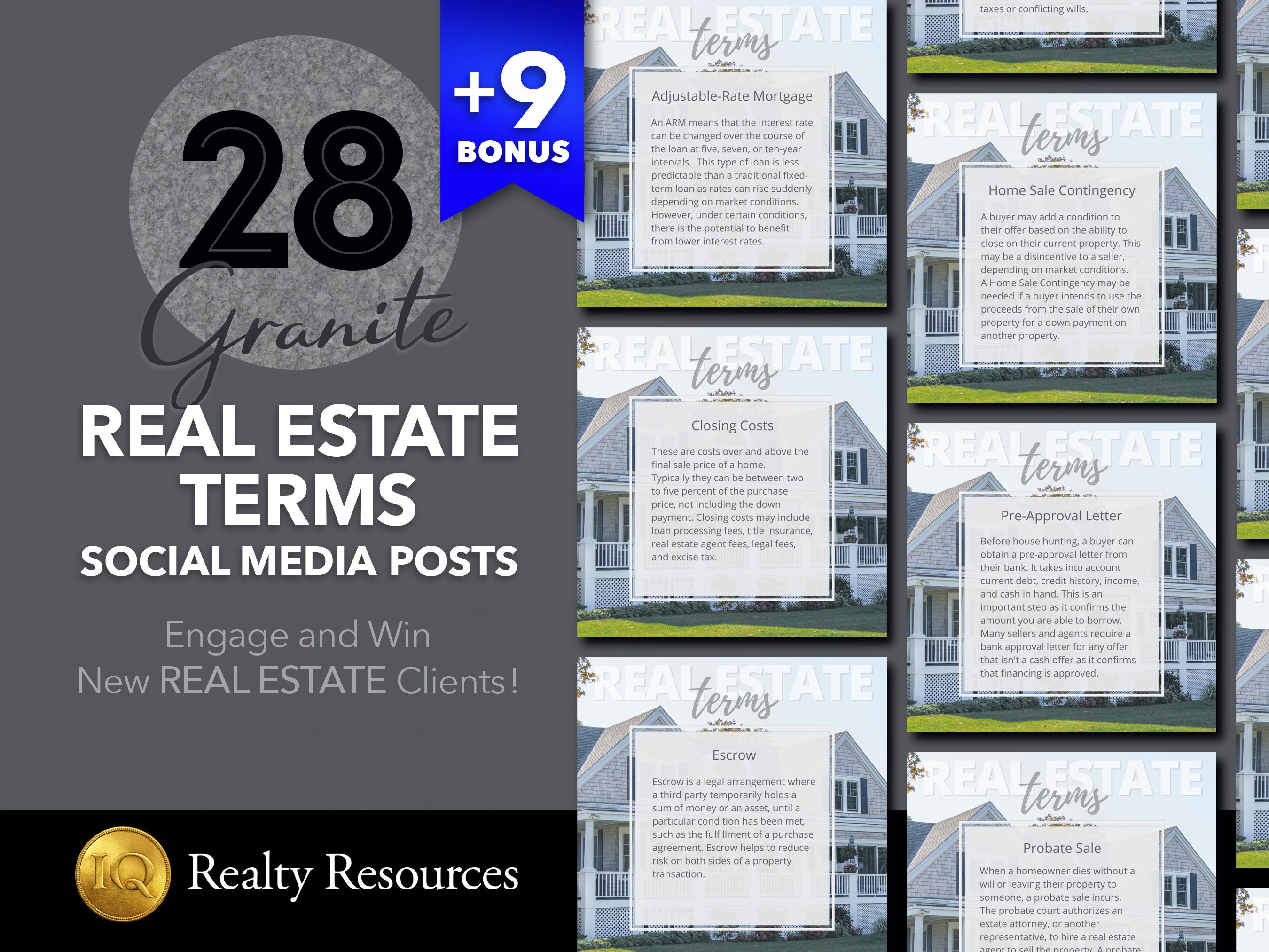 28 Real Estate Terms Instagram and Facebook Posts Granite - Etsy
