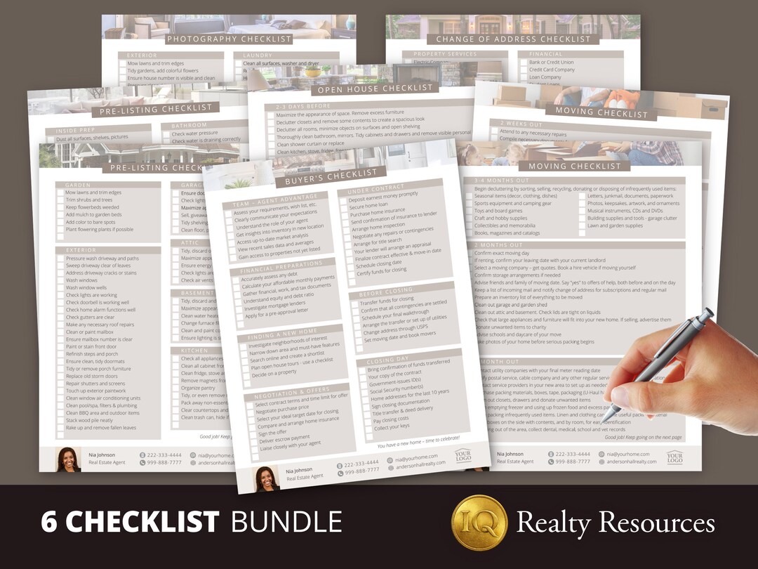 Real Estate Checklist BUNDLE for Home Sellers and Buyers, 6 Checklists ...
