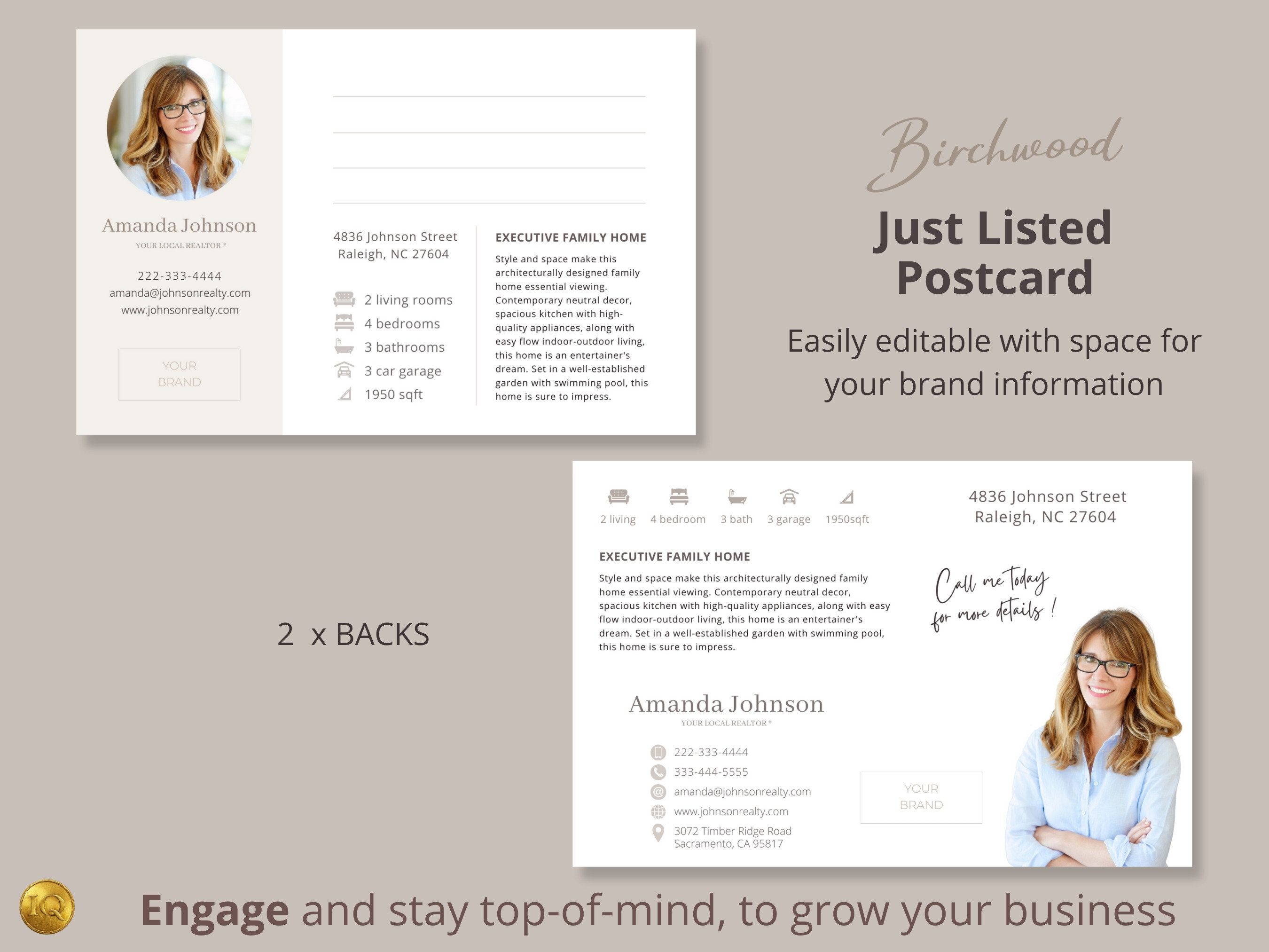 Real Estate Postcard Template, Just Listed Postcard, Sold Postcard ...