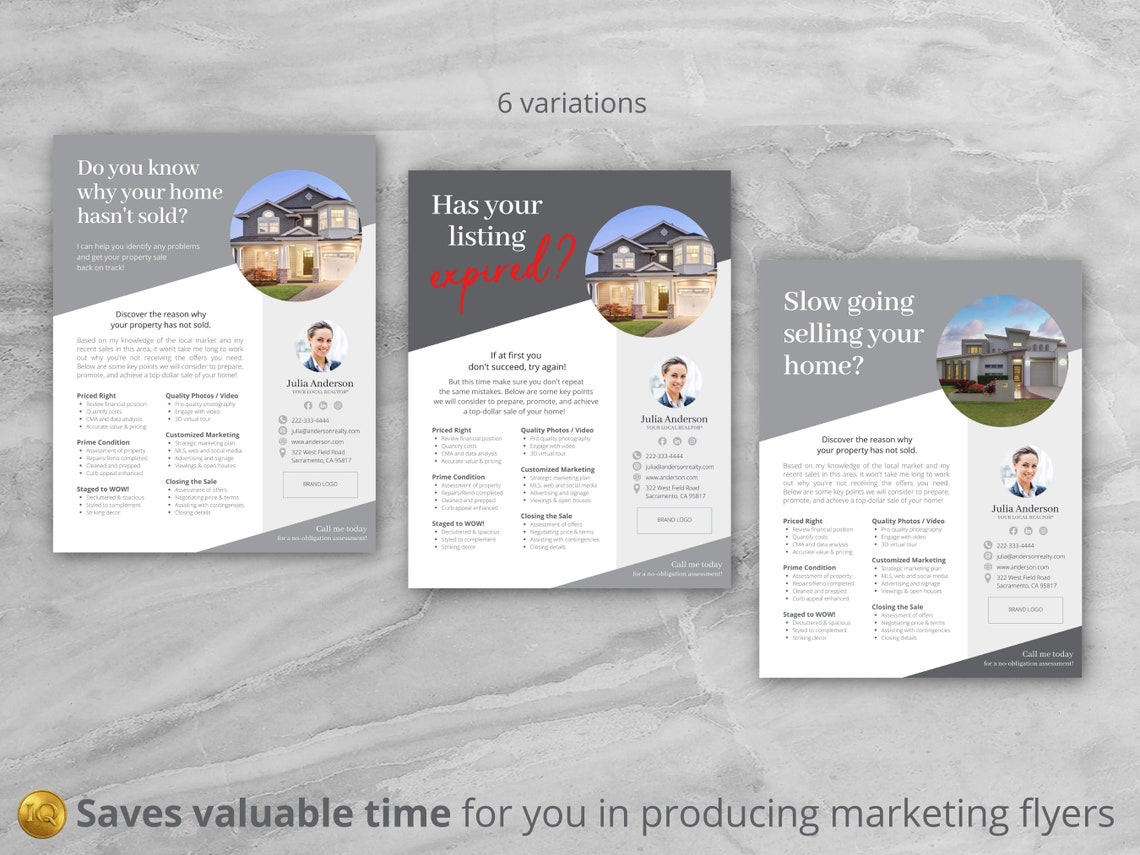 Real Estate Flyer Template BUNDLE Expired Listing Flyer FSBO - Etsy