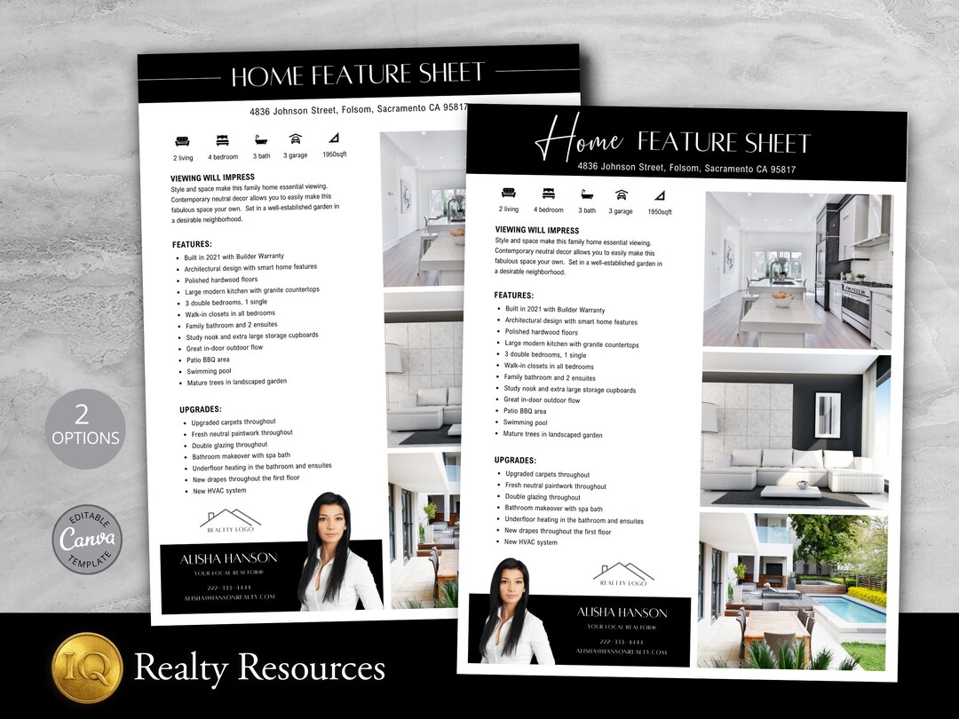 Real Estate Flyer, Home Feature Sheet, for Sale Flyer Template, Real ...