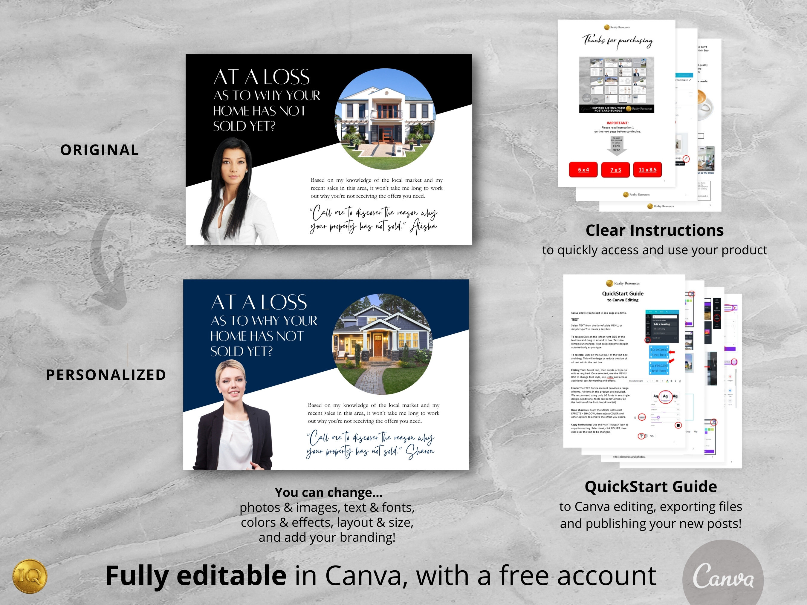 Real Estate Postcard Template, Expired Listing Postcard BUNDLE, FSBO ...