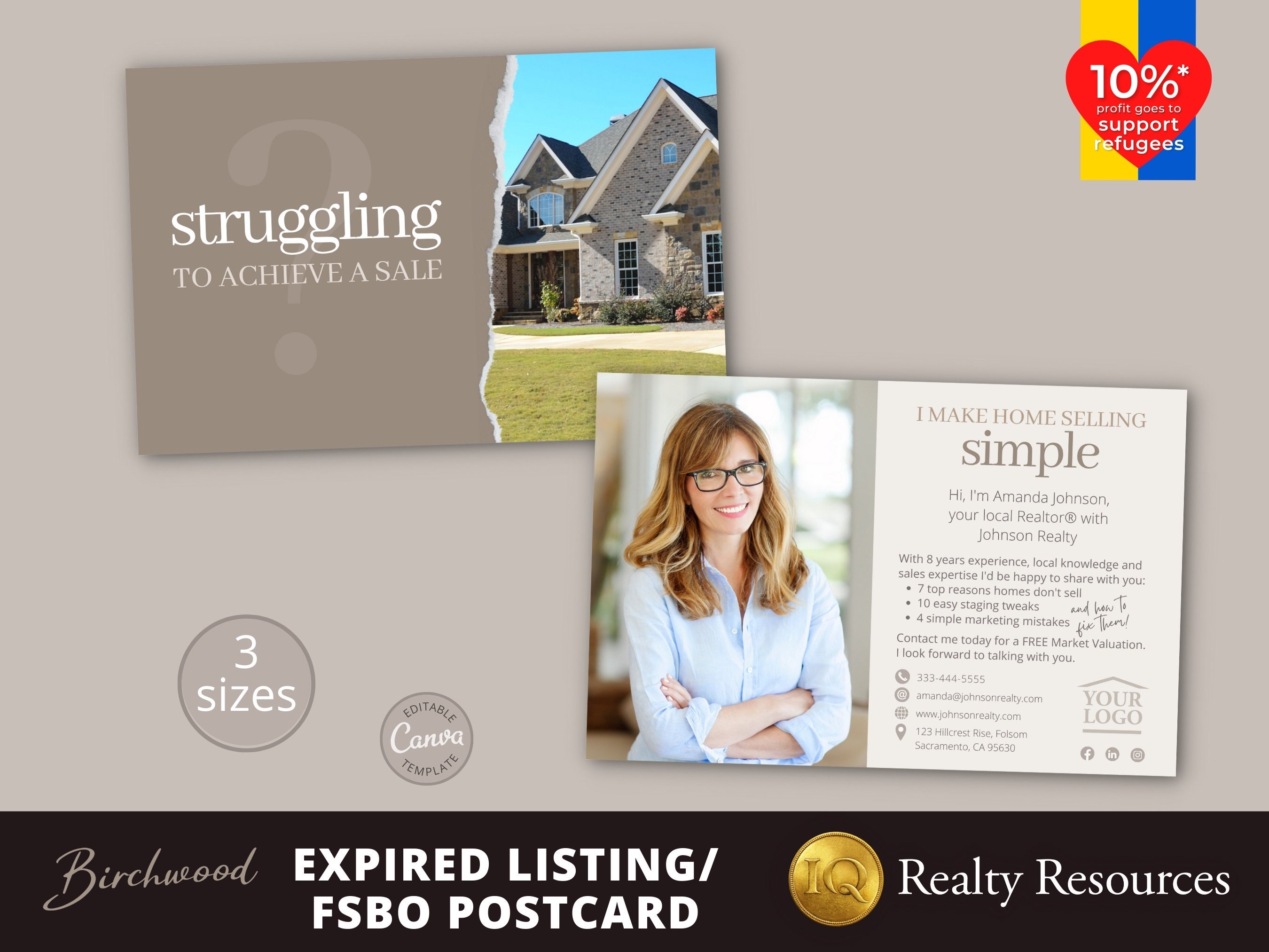 Real Estate Postcard Template, Expired Listing Postcard, FSBO Postcard ...