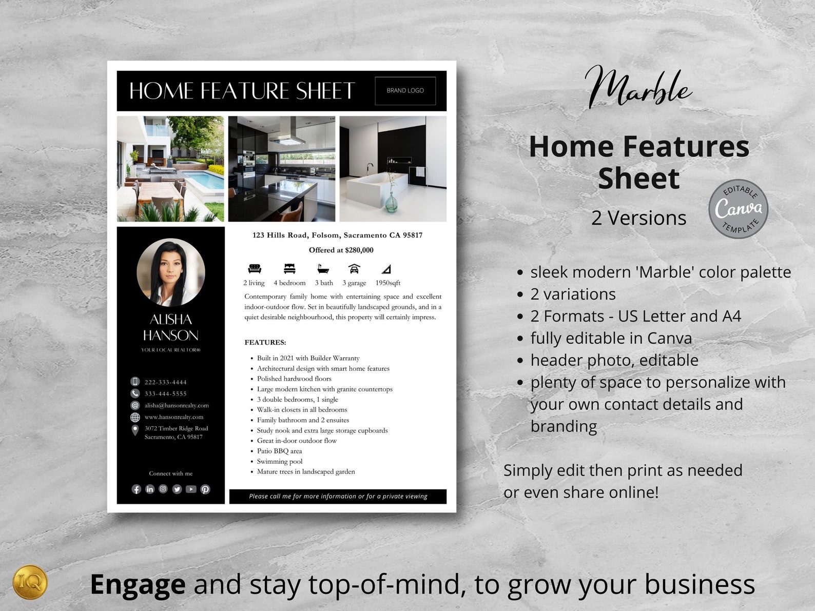 Real Estate Flyer, Home Feature Sheet, for Sale Flyer Template, Real ...