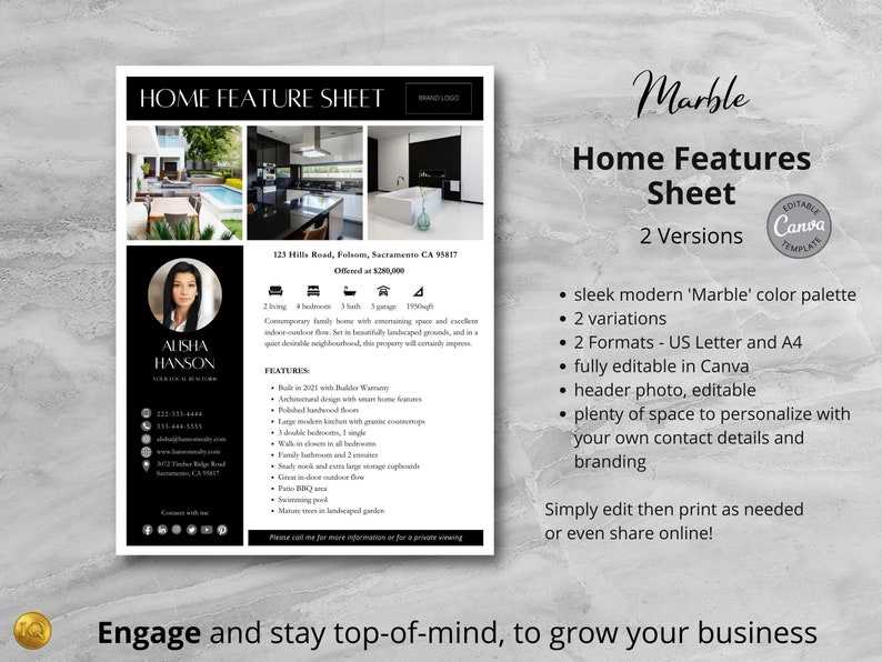 Real Estate Flyer Home Feature Sheet for Sale Flyer - Etsy