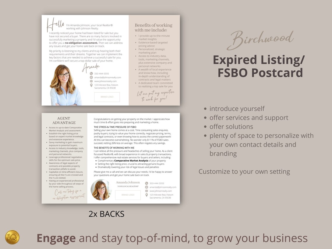 Real Estate Postcard Template, Expired Listing Postcard, FSBO Postcard ...