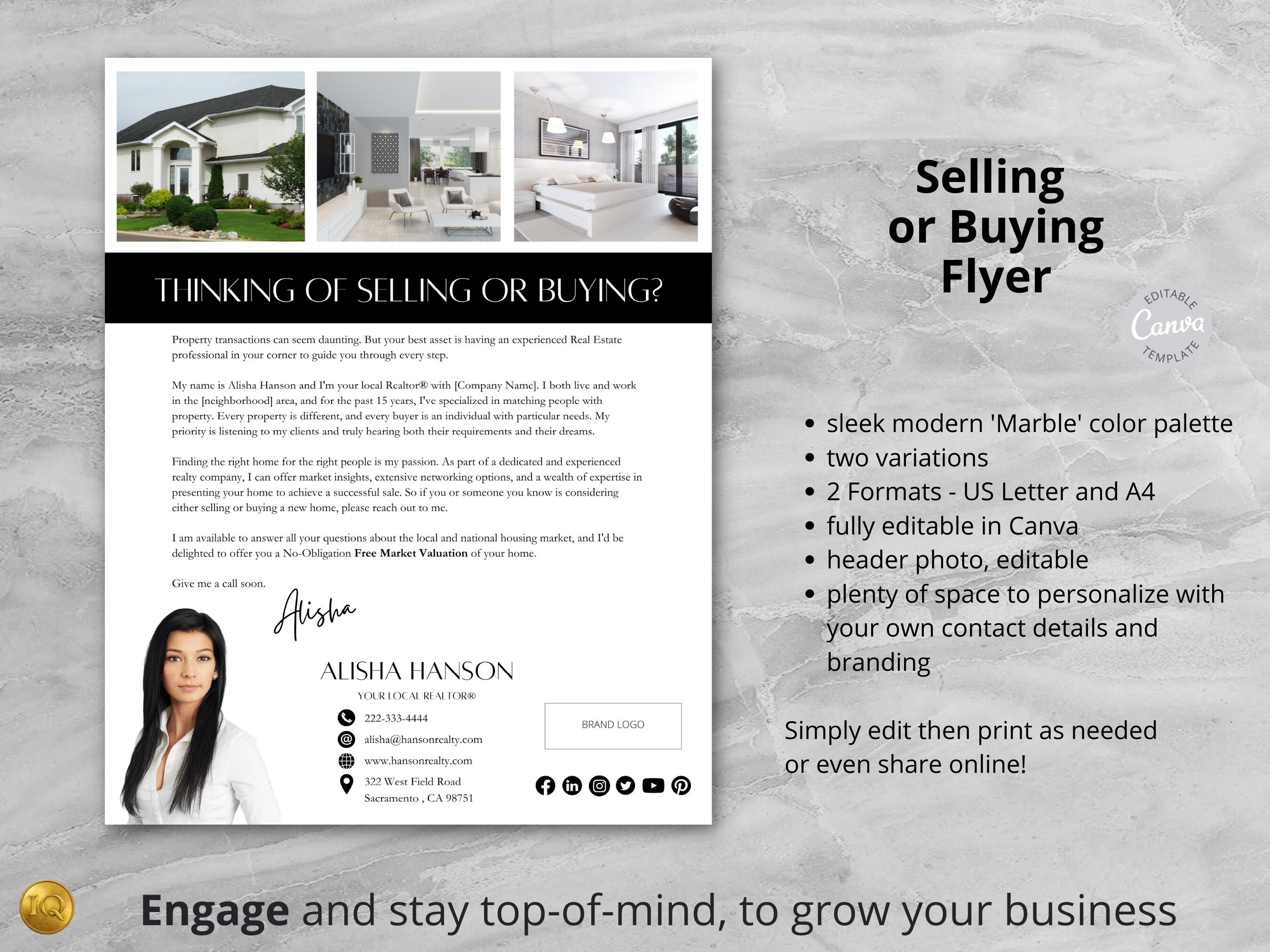 Real Estate Flyer Template, Buying or Selling, Realtor Introduction ...