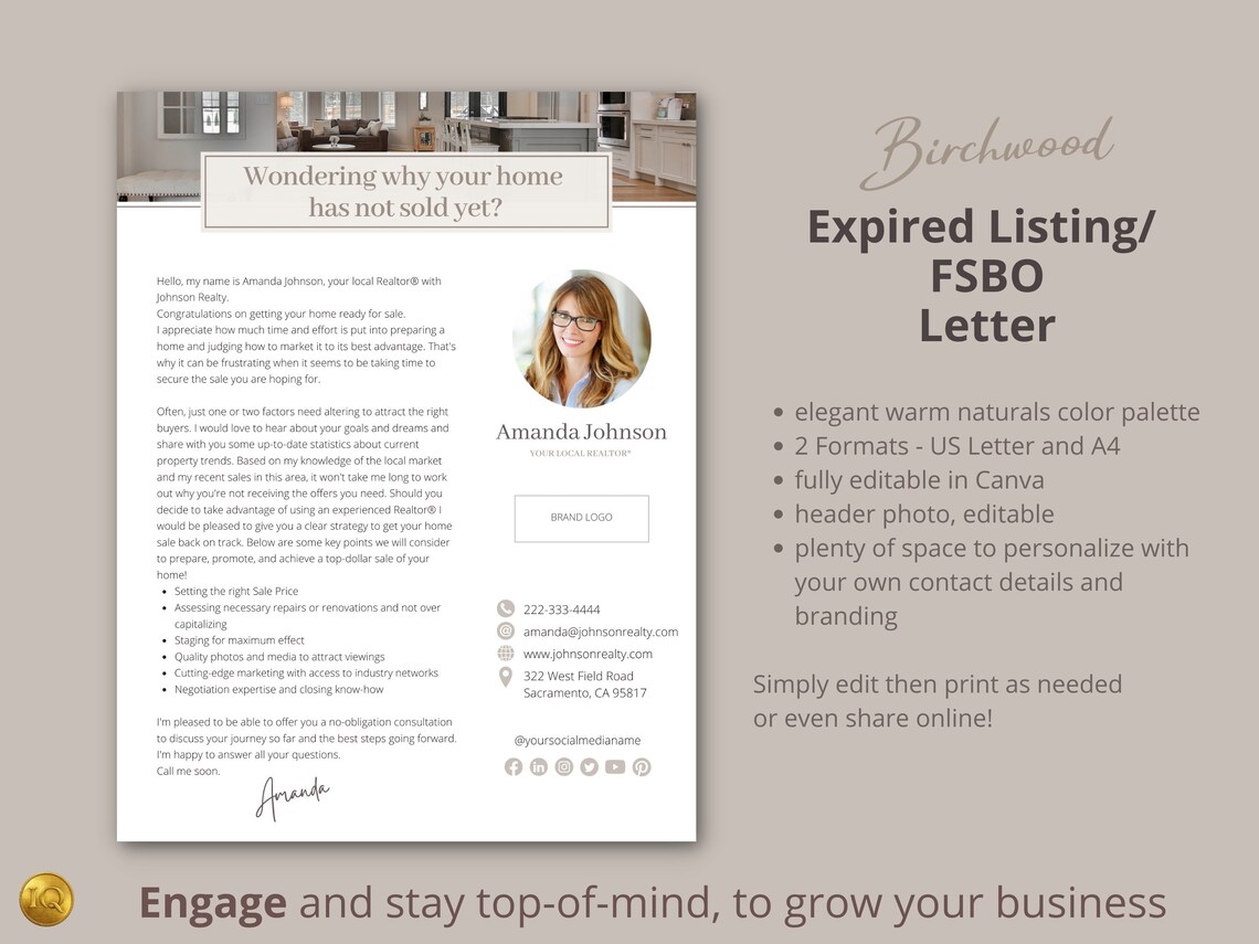 Expired Listing Letter FSBO Letter Real Estate Letter - Etsy