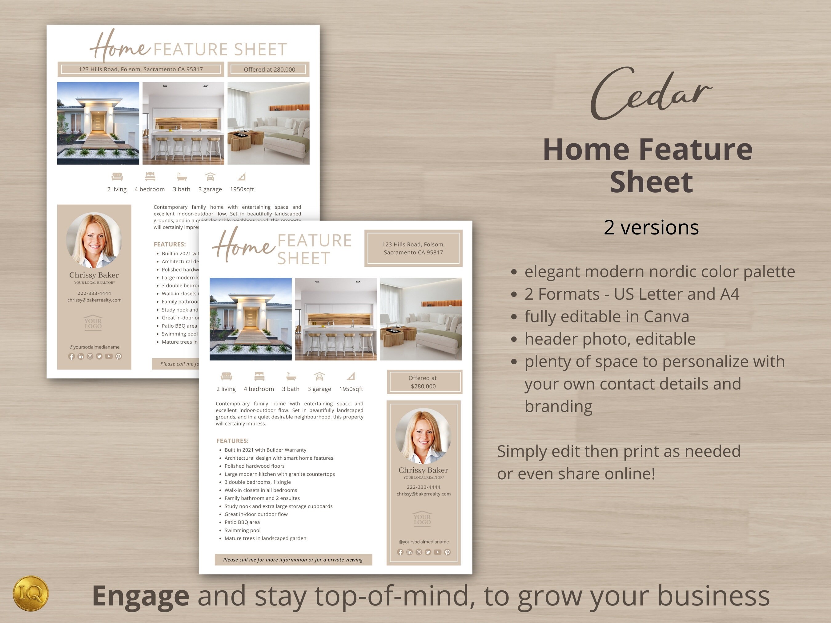 Real Estate Flyer, Home Feature Sheet, for Sale Flyer Template, Real ...