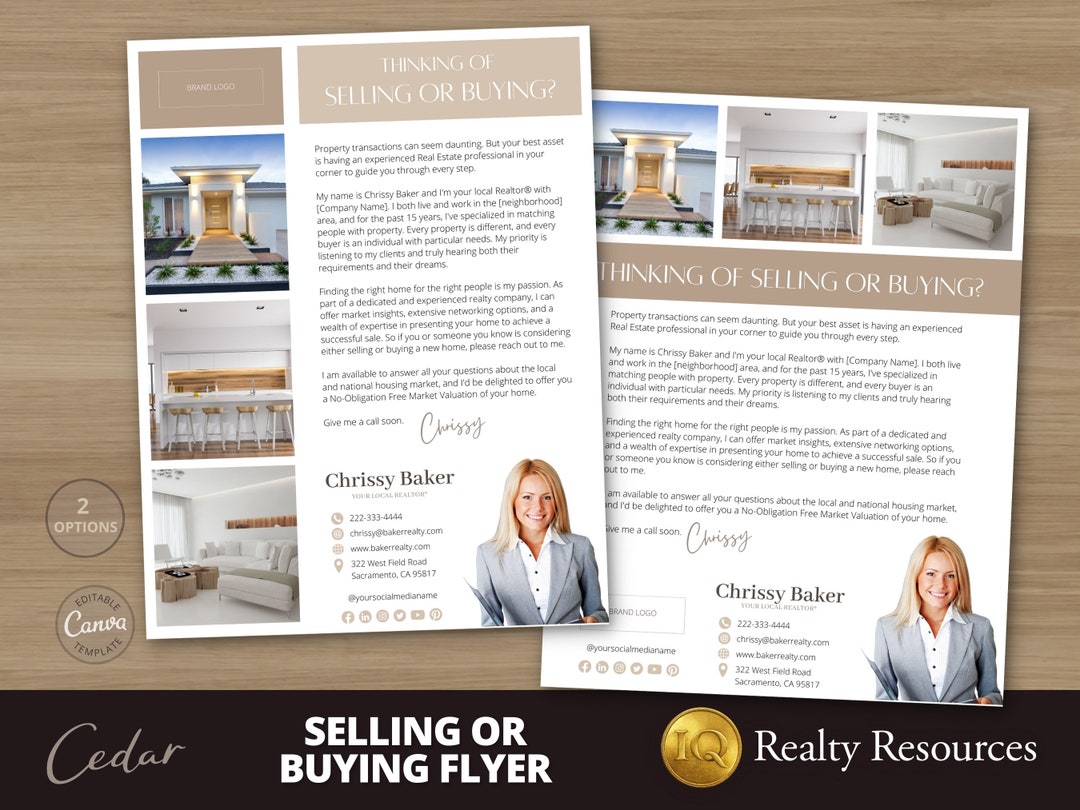 Real Estate Flyer Template, Buying or Selling, Realtor Introduction ...