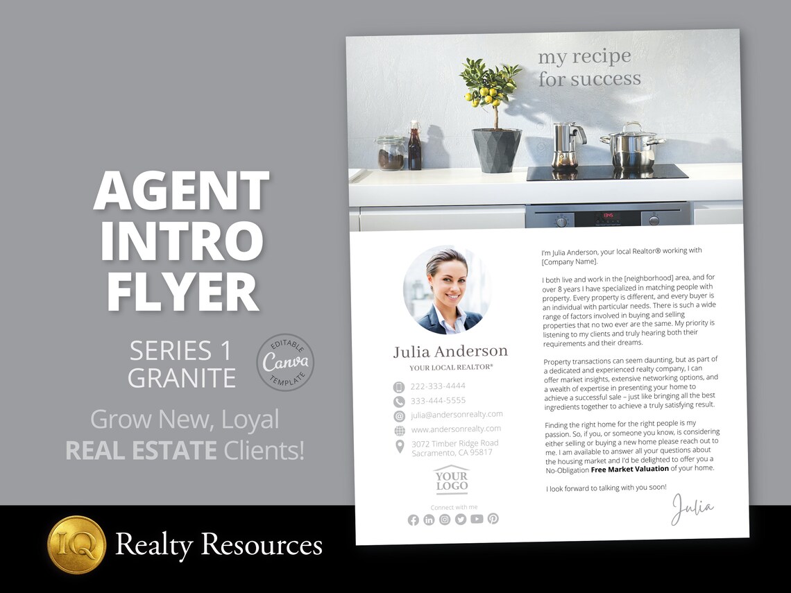 Real Estate Flyer Template, Agent Introduction, Agent Marketing ...