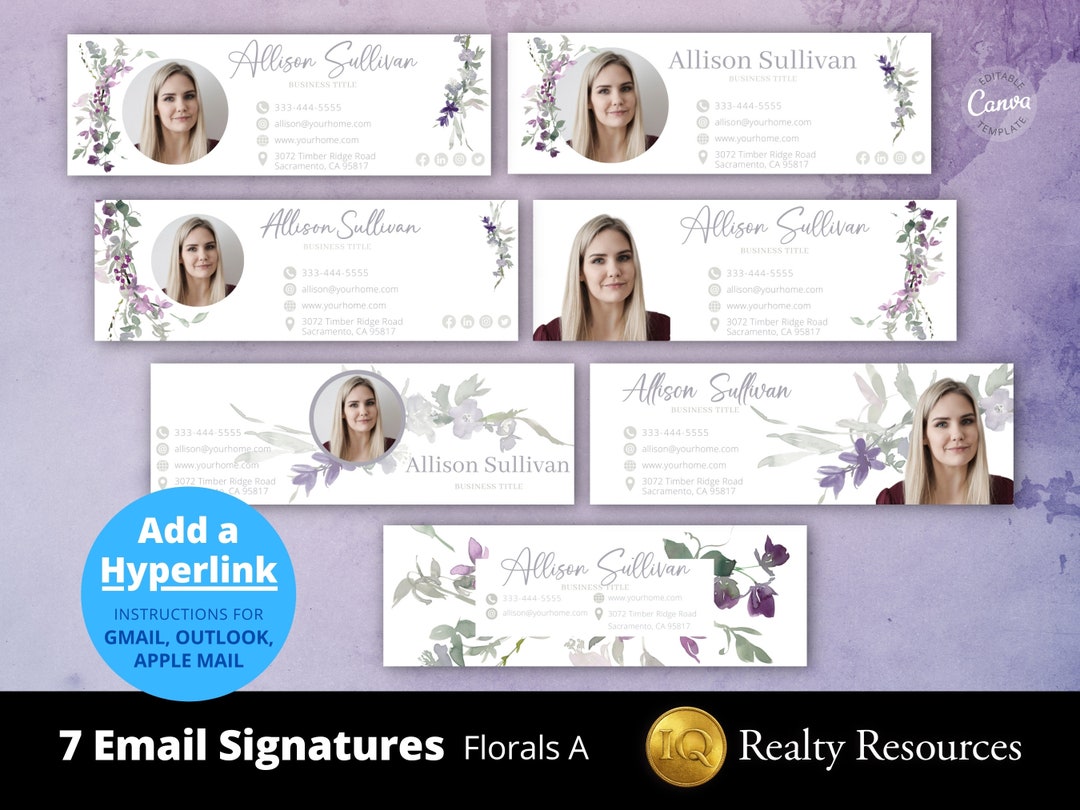 Email Signature Template Bundle, 7 Floral Signature Templates, Modern ...