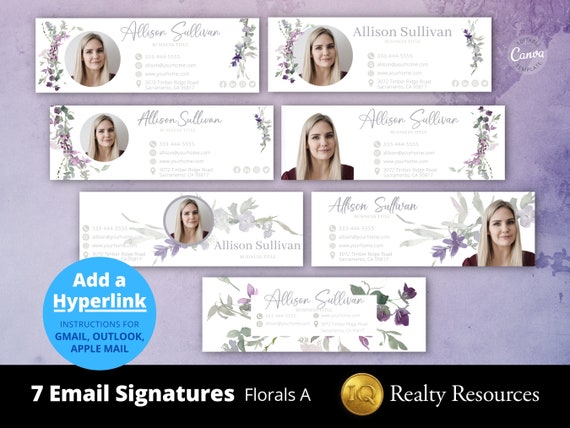 Email Signature Template Bundle 7 Floral Signature Templates | Etsy