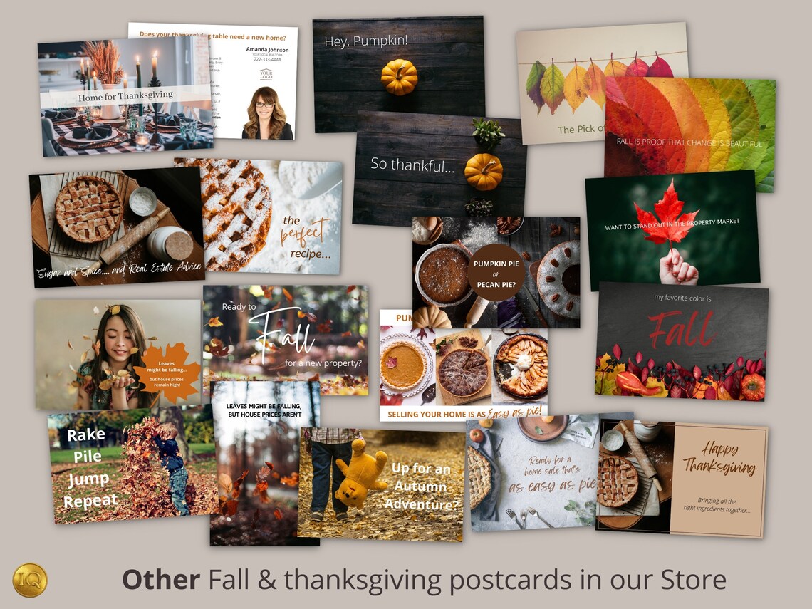 Fall Real Estate Postcard Bundle Thanksgiving Postcard - Etsy