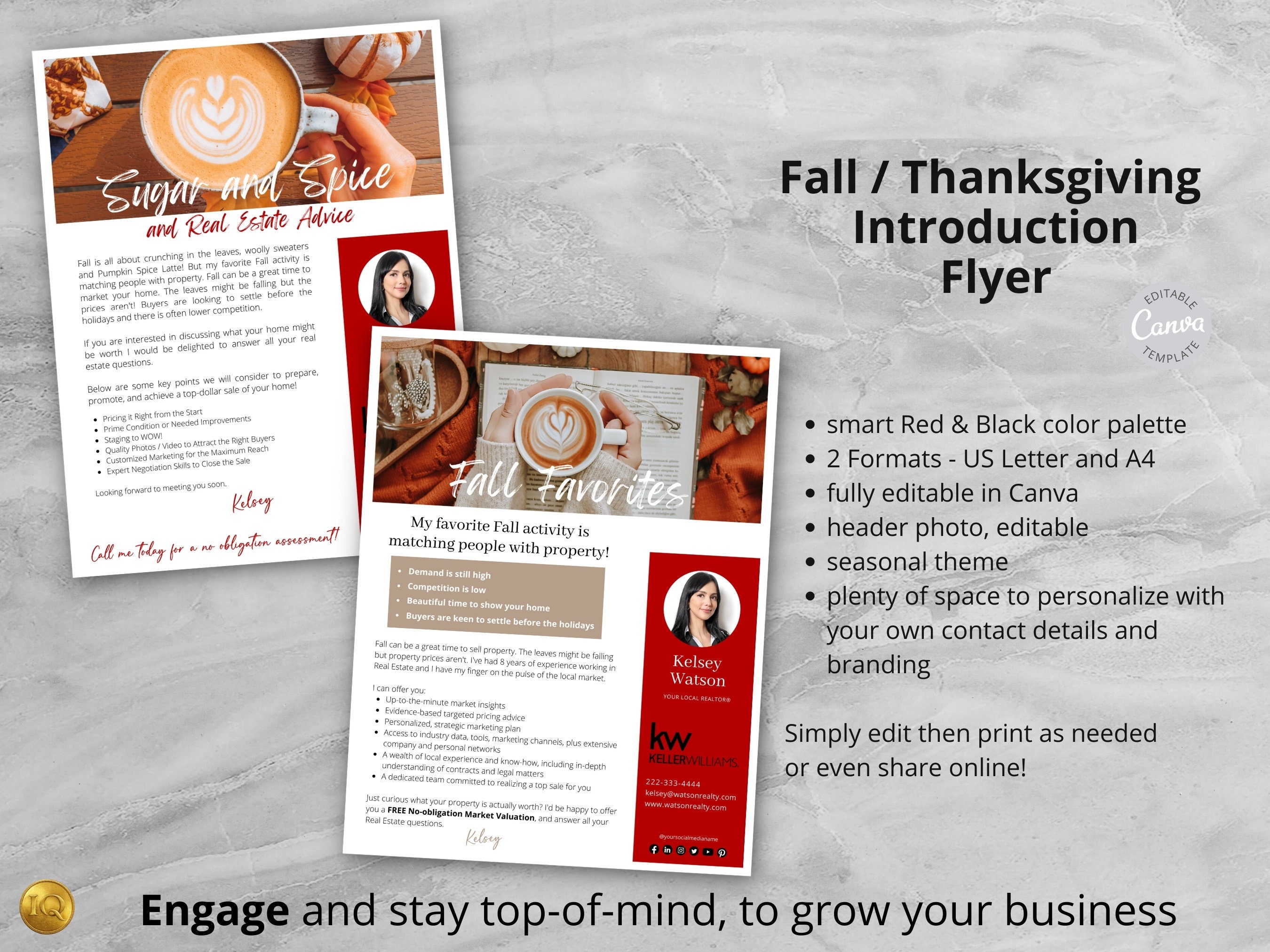 Real Estate Flyer Template Bundle, 4 Fall Flyers, Realtor Introduction ...