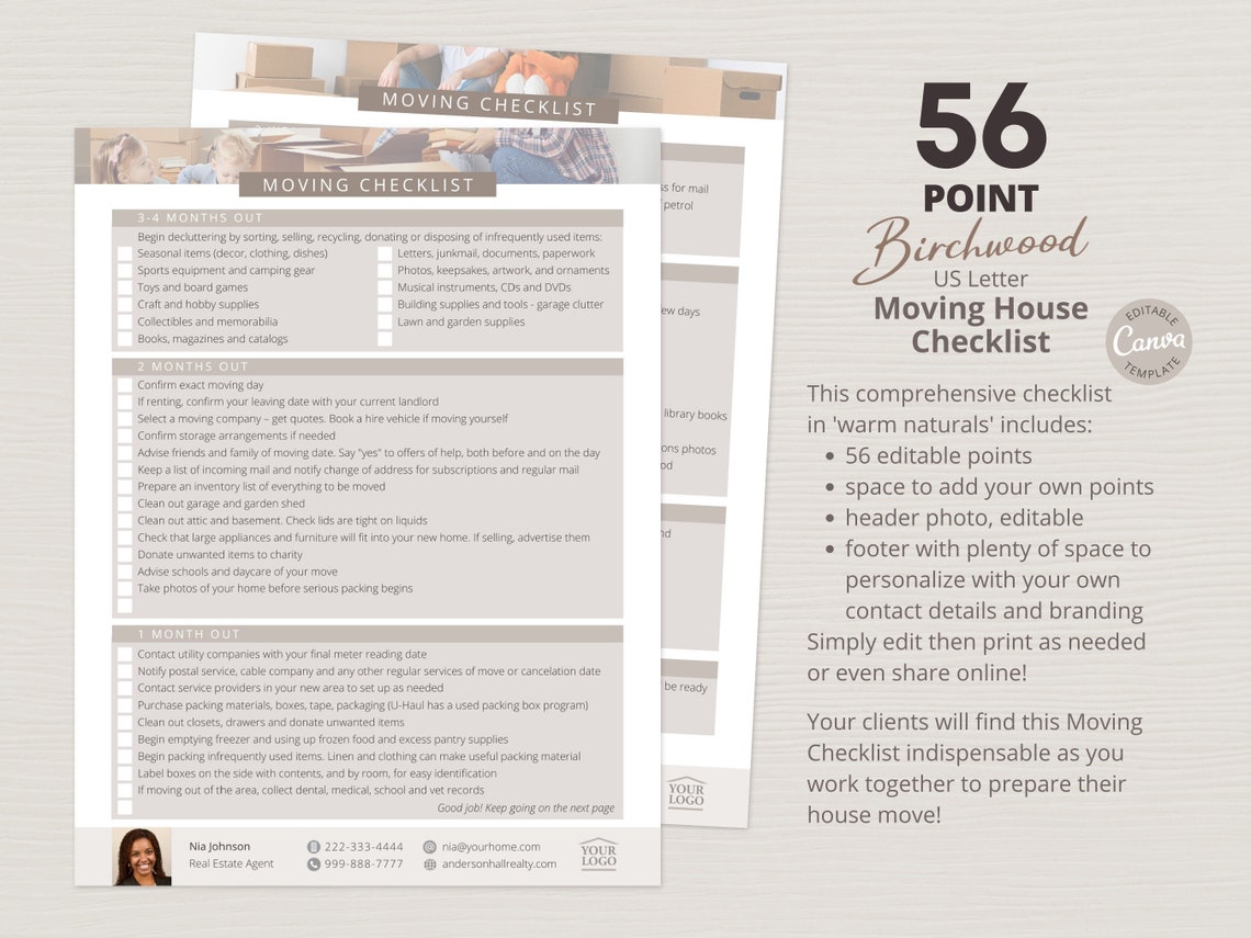 Real Estate Moving Checklist for Home Sellers and Buyers, Real Estate ...