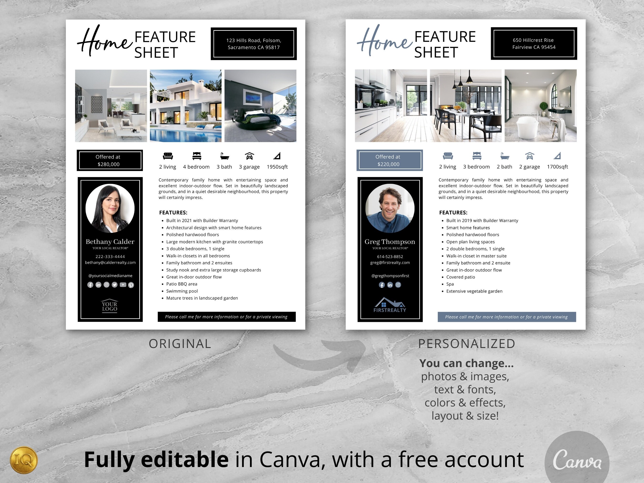 Real Estate Flyer, Home Feature Sheet, for Sale Flyer Template, Real ...