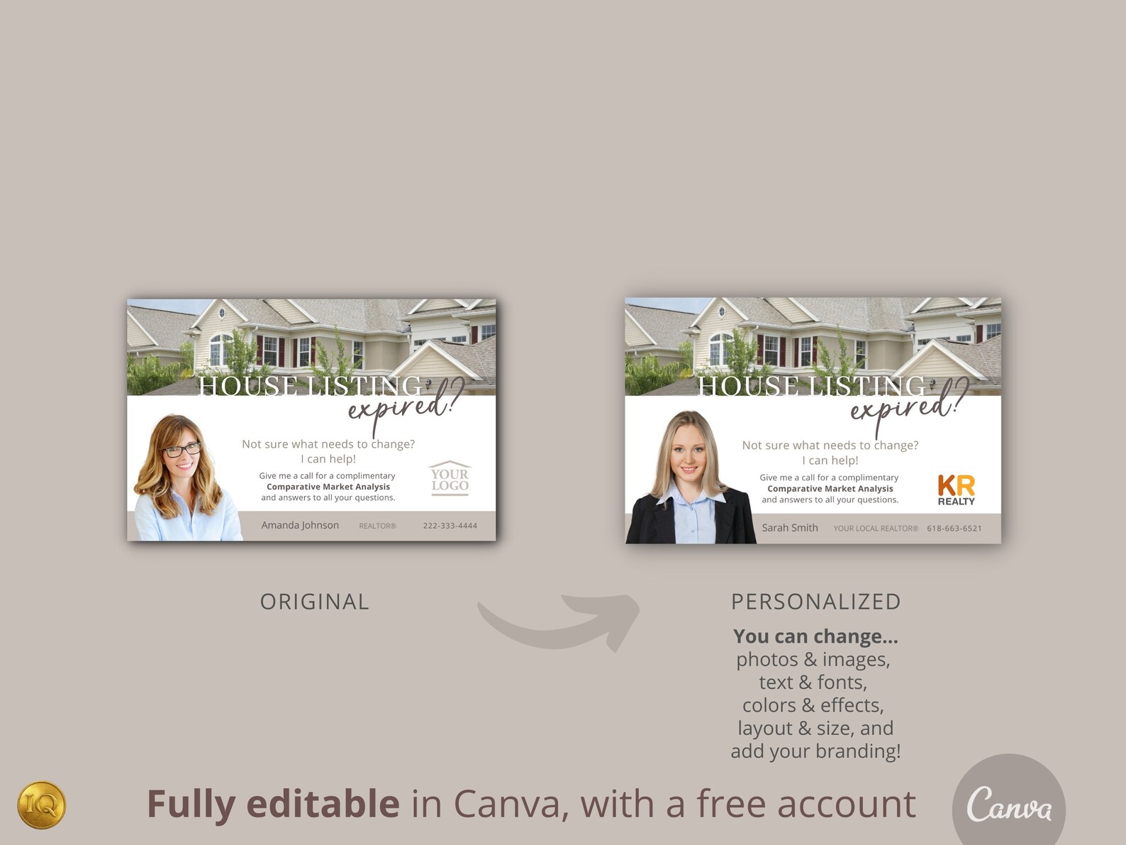 Real Estate Postcard Template, Expired Listing Postcard, FSBO Postcard ...