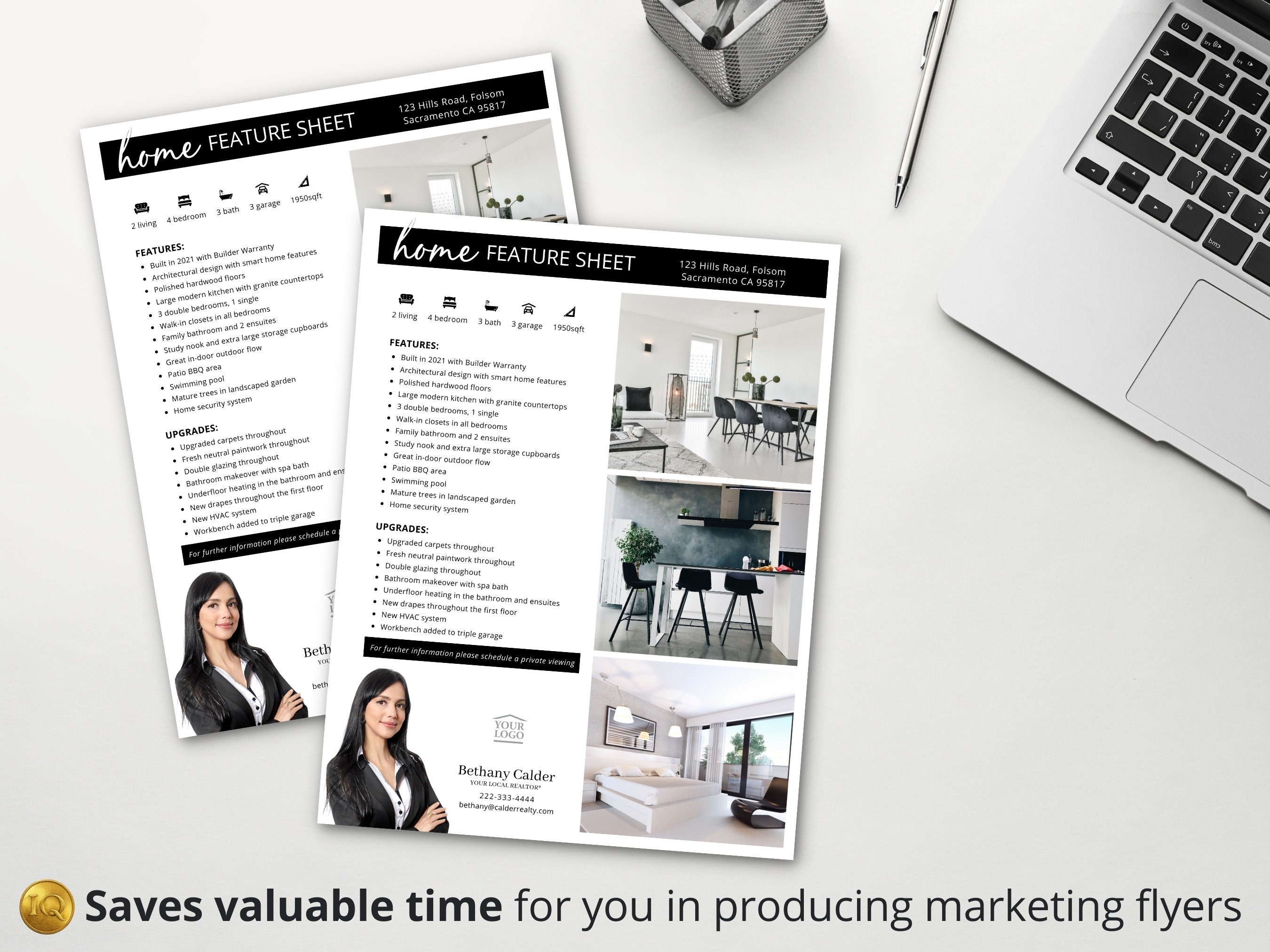 Real Estate Flyer, Home Feature Sheet, for Sale Flyer Template, Real ...