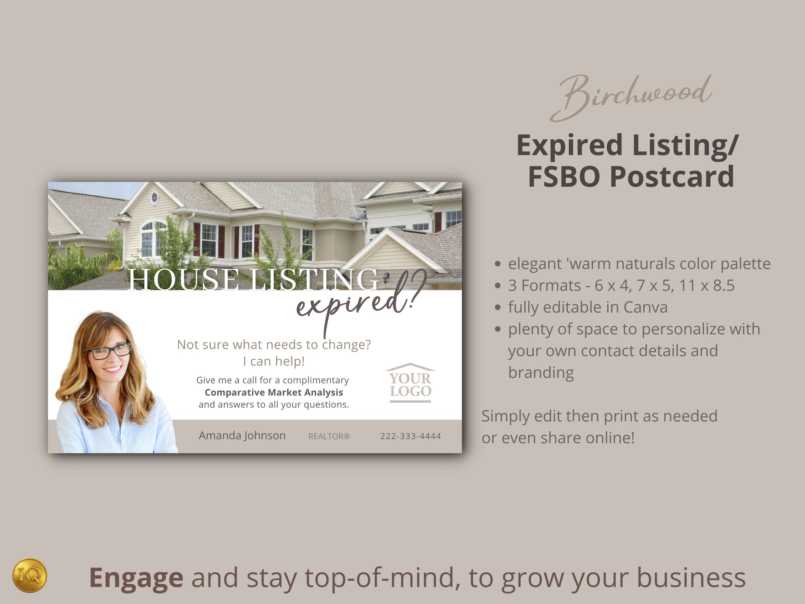 Real Estate Postcard Template, Expired Listing Postcard, FSBO Postcard ...