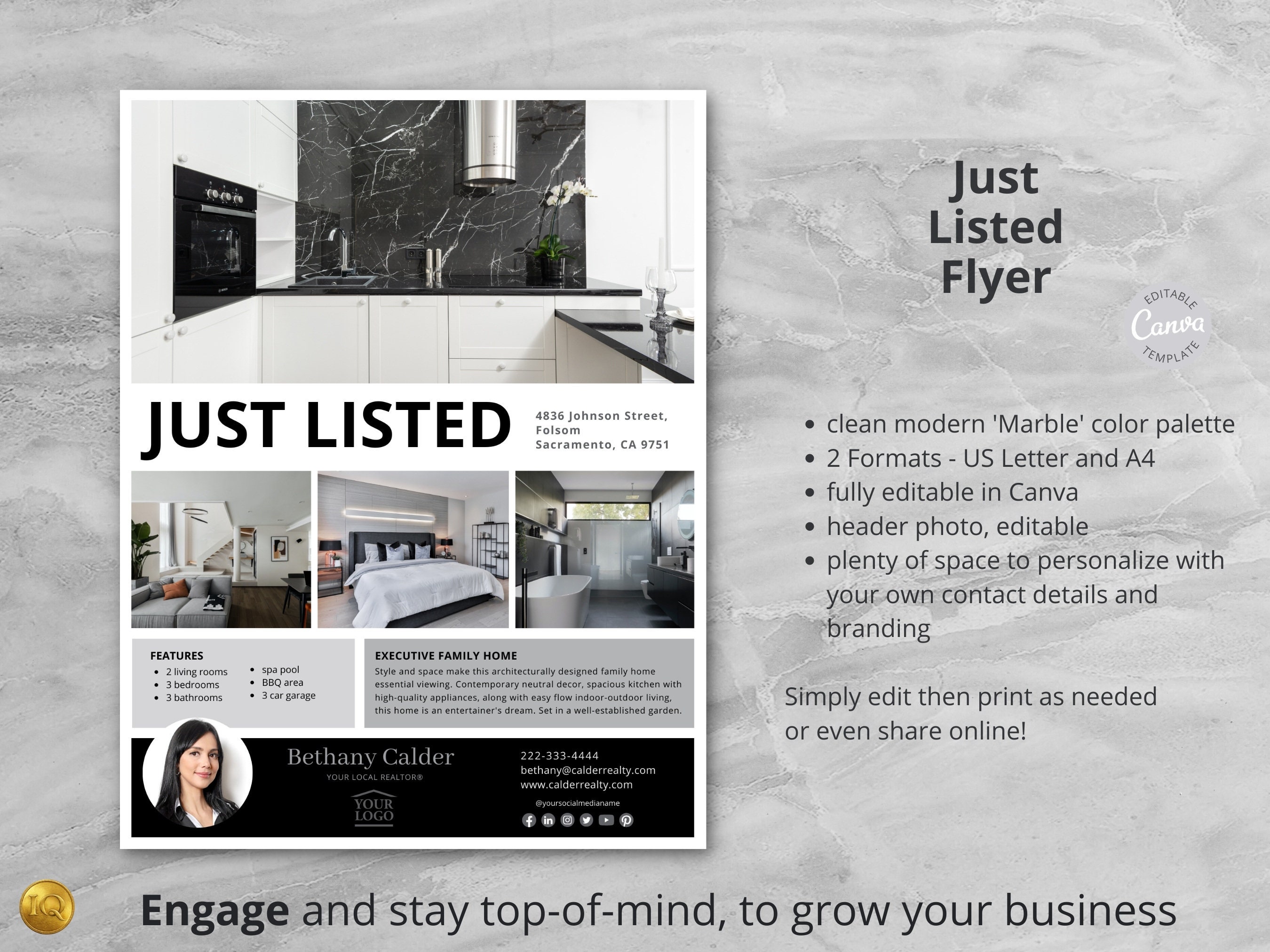 Real Estate Flyer Template, Just Listed Flyer, Flyer Design, Real ...