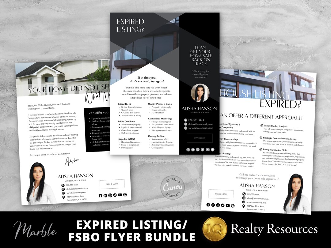 Expired Listing Flyer, Real Estate Flyer Template BUNDLE, FSBO Flyer ...