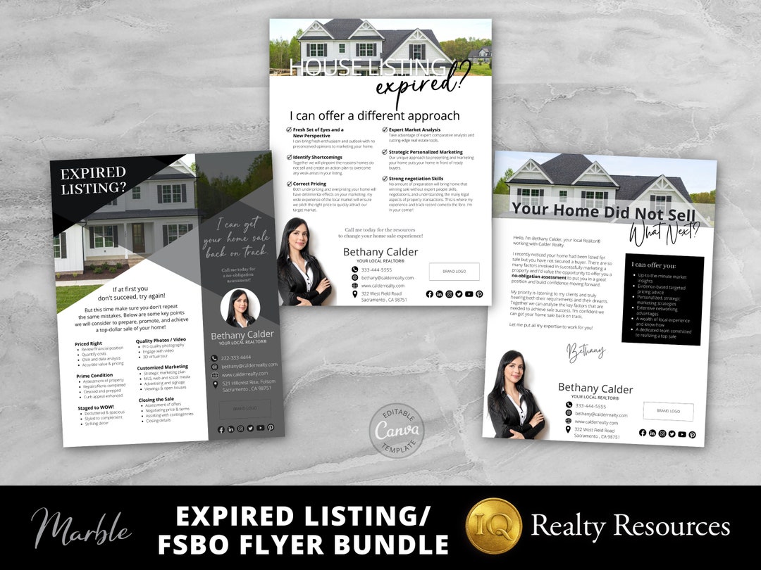 Real Estate Flyer Template BUNDLE, Expired Listing Flyer, FSBO Flyer, Realtor Introduction, Real ...