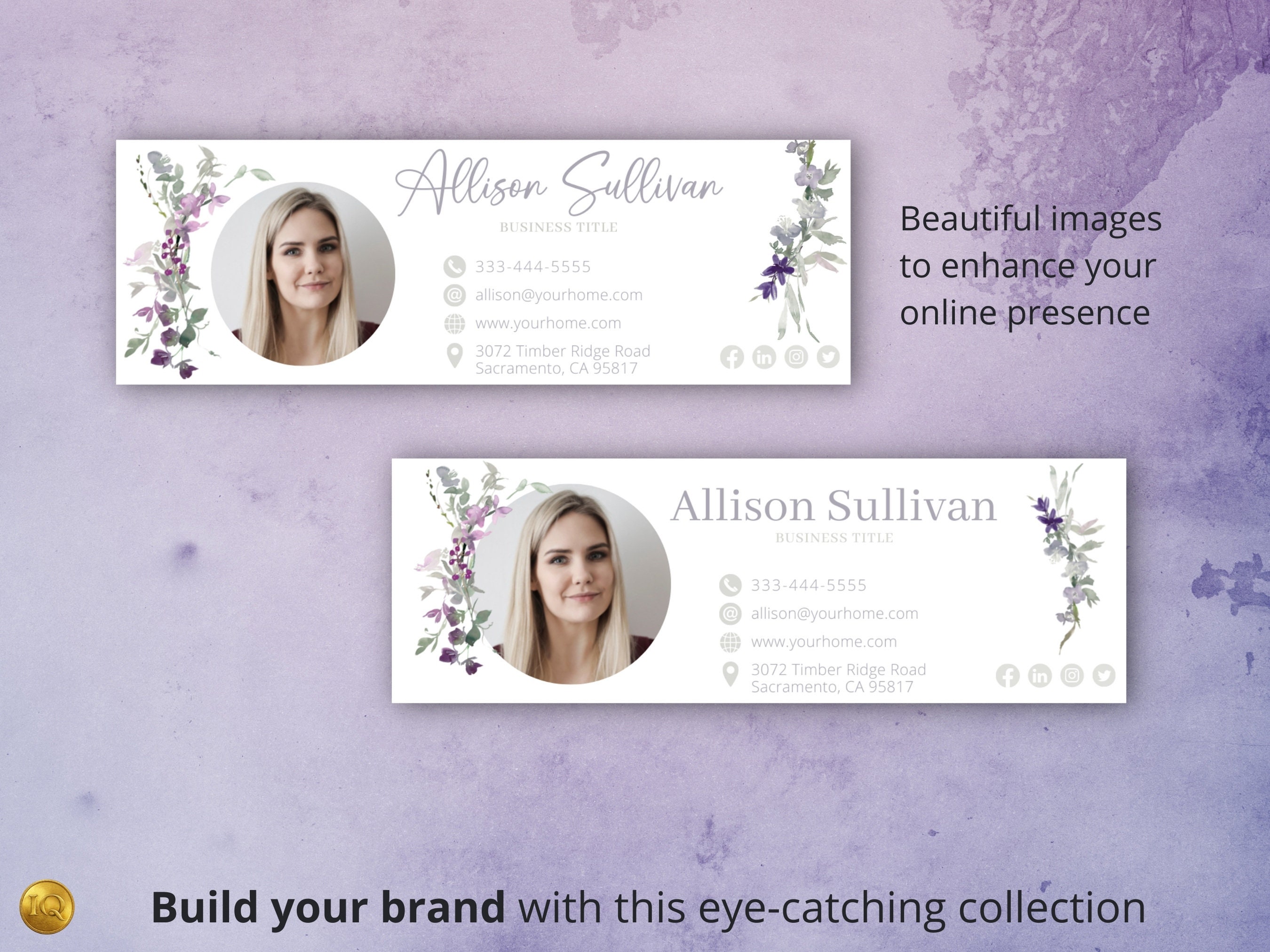 Email Signature Template Bundle, 7 Floral Signature Templates, Modern ...