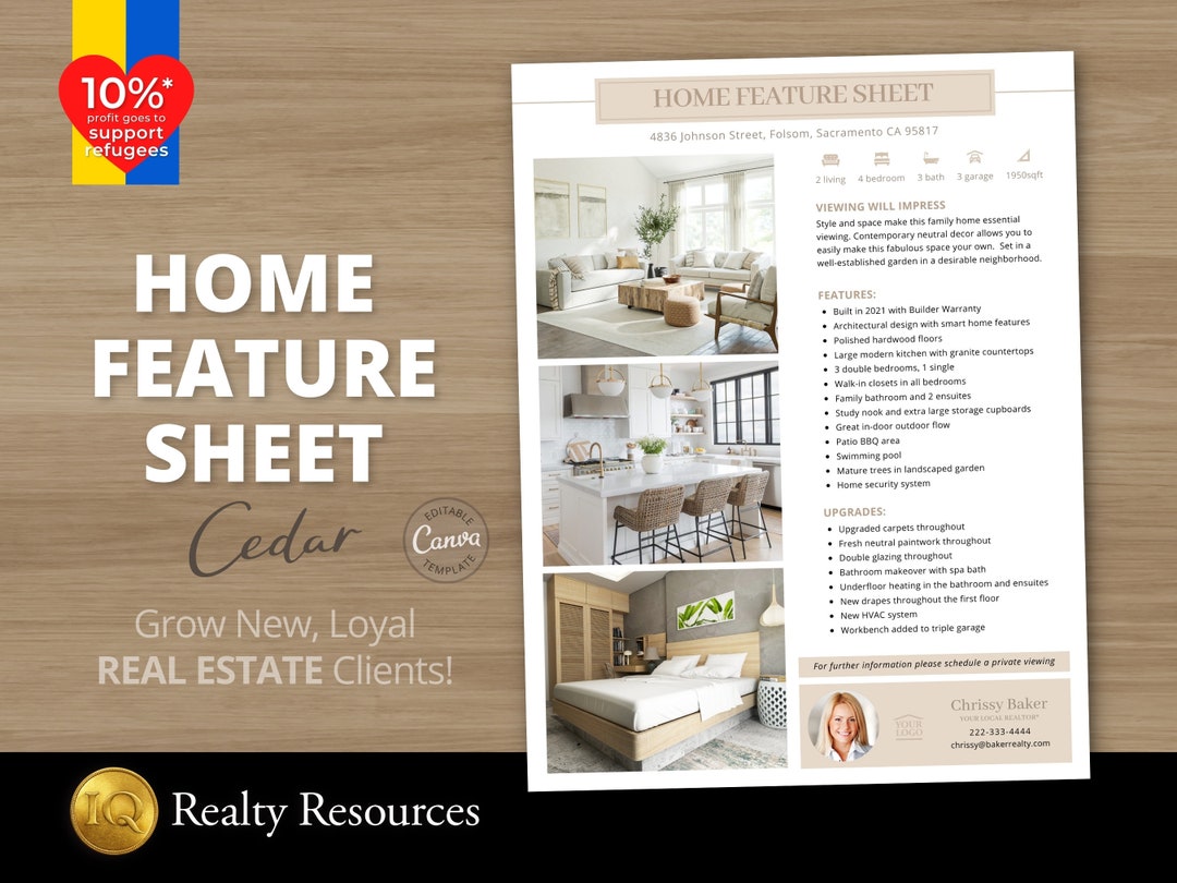 Real Estate Flyer, Home Feature Sheet, for Sale Flyer Template, Real ...
