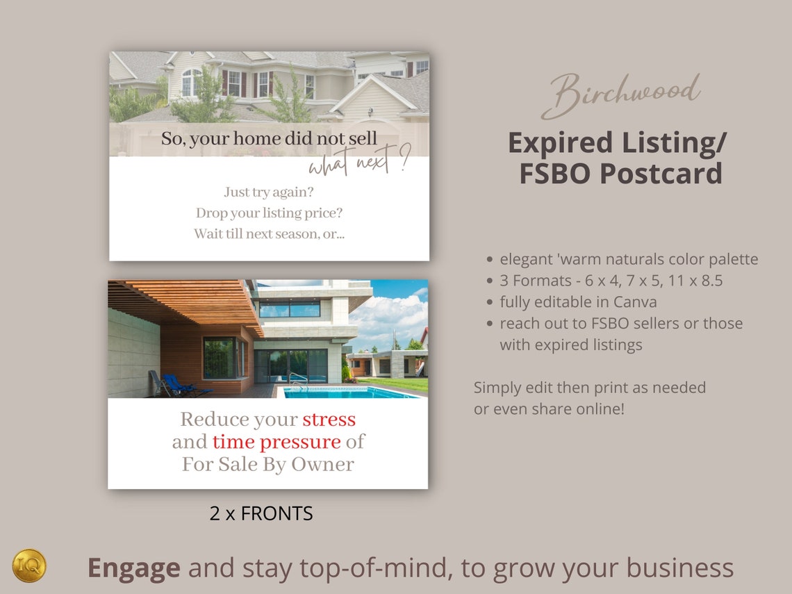 Real Estate Postcard Template, Expired Listing Postcard, FSBO Postcard ...