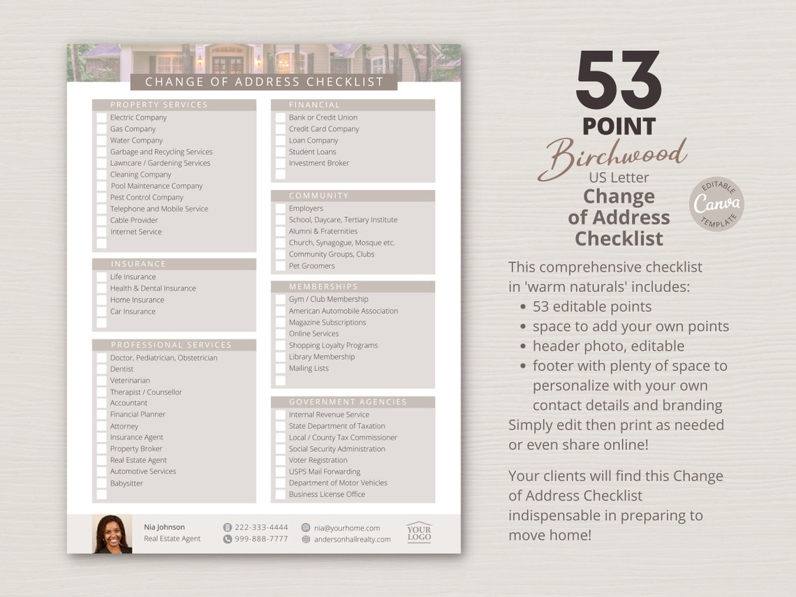 Real Estate Change of Address Checklist for Home Sellers and Buyers ...