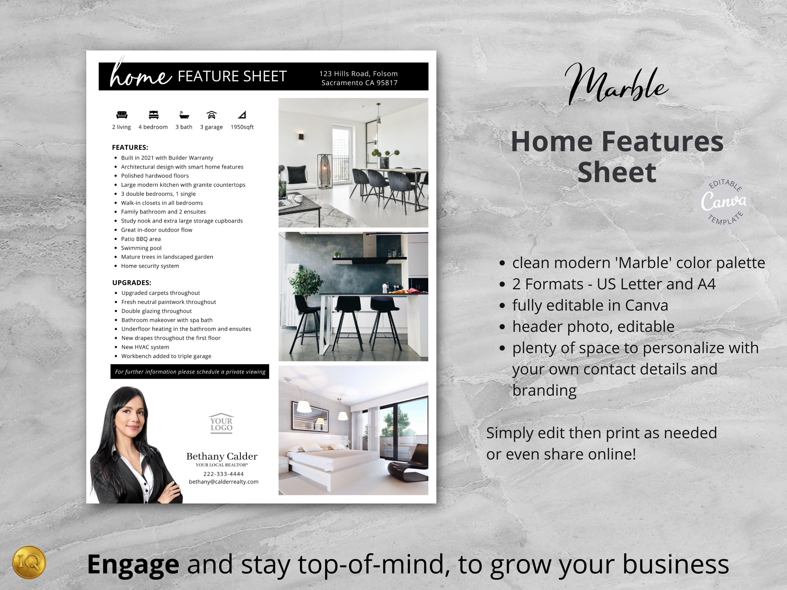 Real Estate Flyer, Home Feature Sheet, for Sale Flyer Template, Real ...