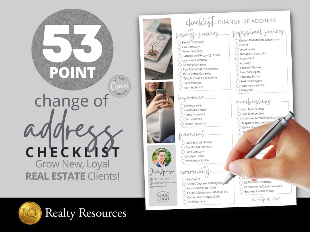 Real Estate Change of Address Checklist for Home Sellers and Buyers ...