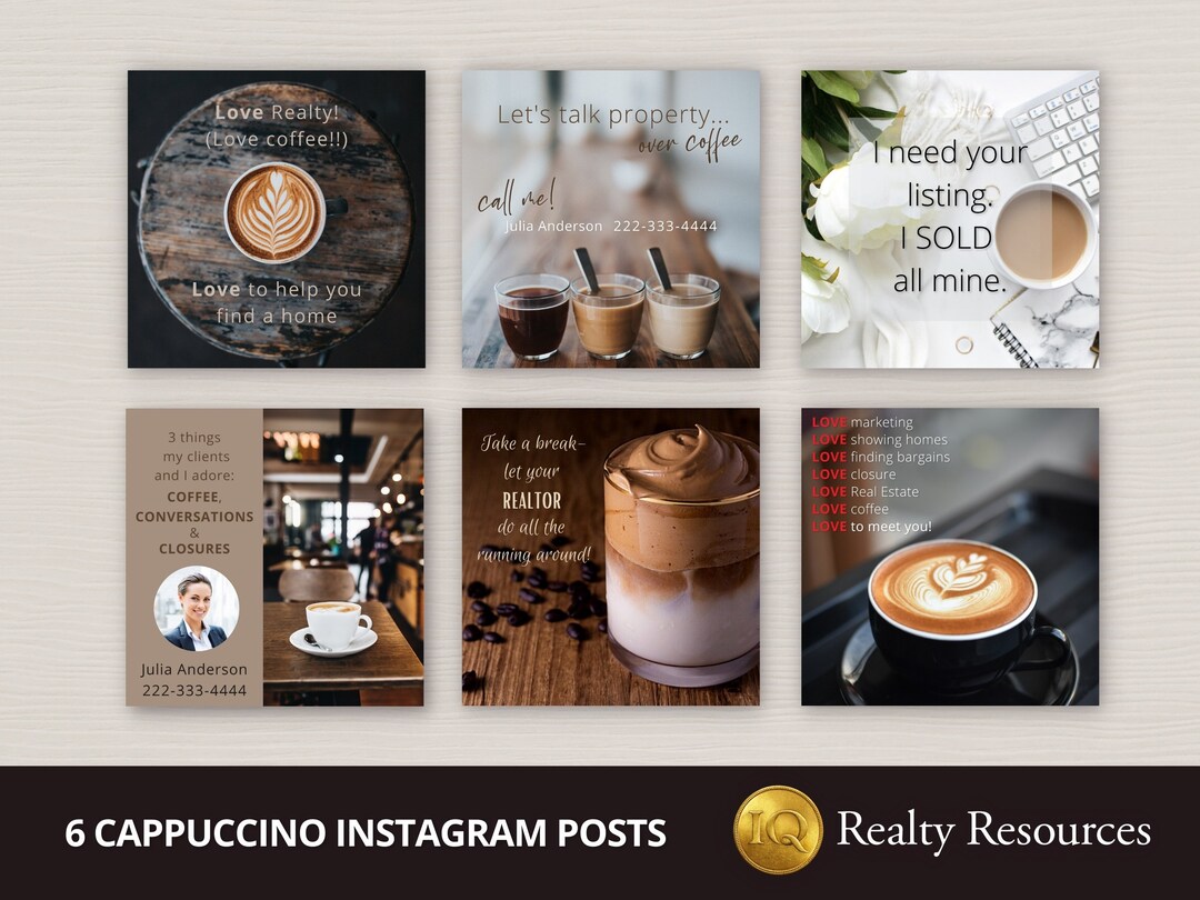 6 Real Estate Instagram Posts, Cappuccino Engagement Posts, Social ...