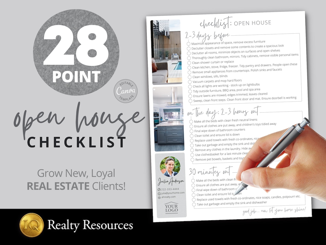Real Estate Open House Checklist for Home Sellers, Real Estate ...