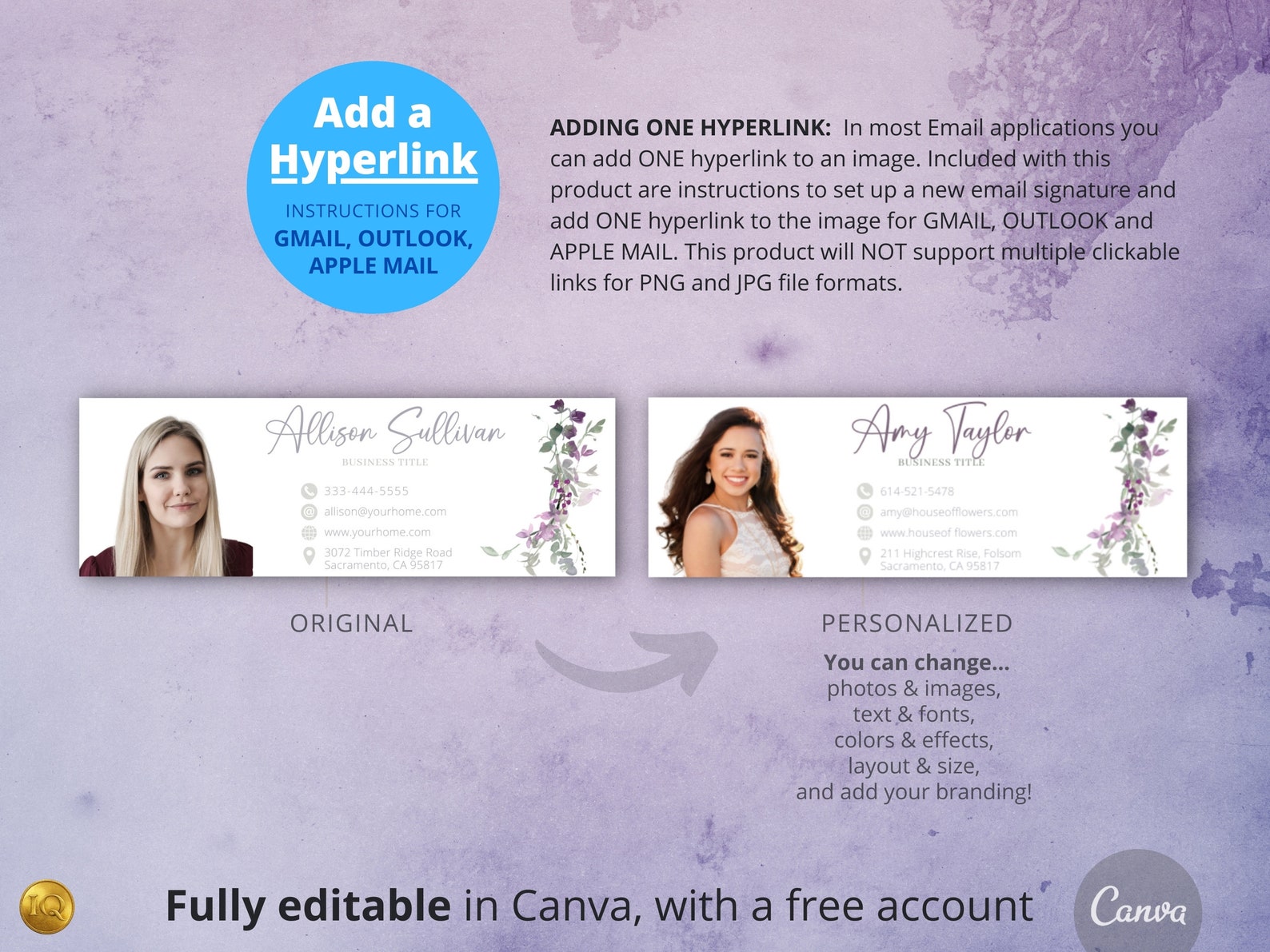 Email Signature Template Bundle, 7 Floral Signature Templates, Modern ...