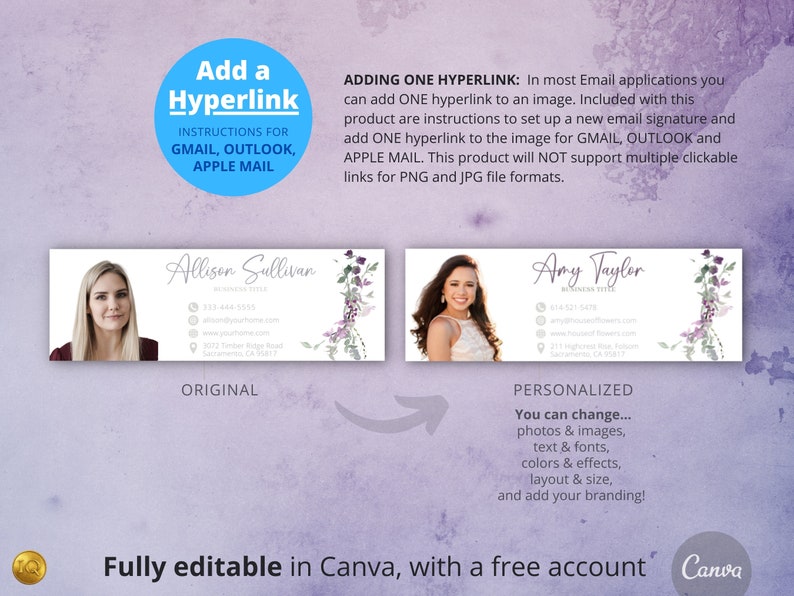 Email Signature Template Bundle, 7 Floral Signature Templates, Modern ...