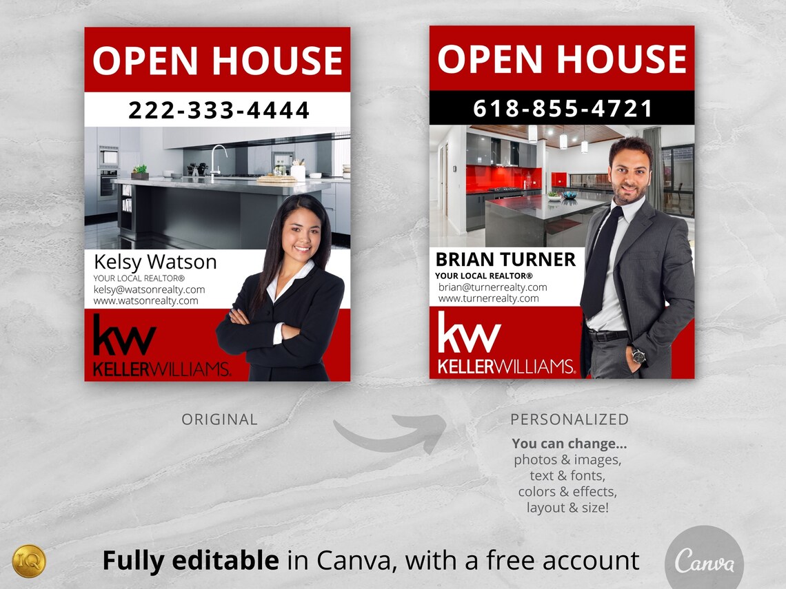 Real Estate Yard Sign Bundle, Keller Williams Real Estate Signs, for ...