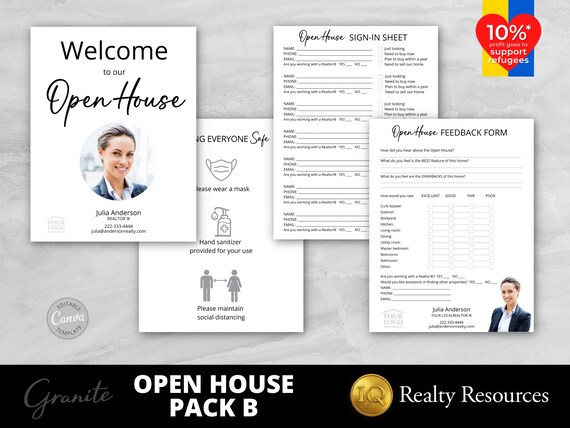Open House Pack Open House Sign in Sheet Feedback Form Open - Etsy