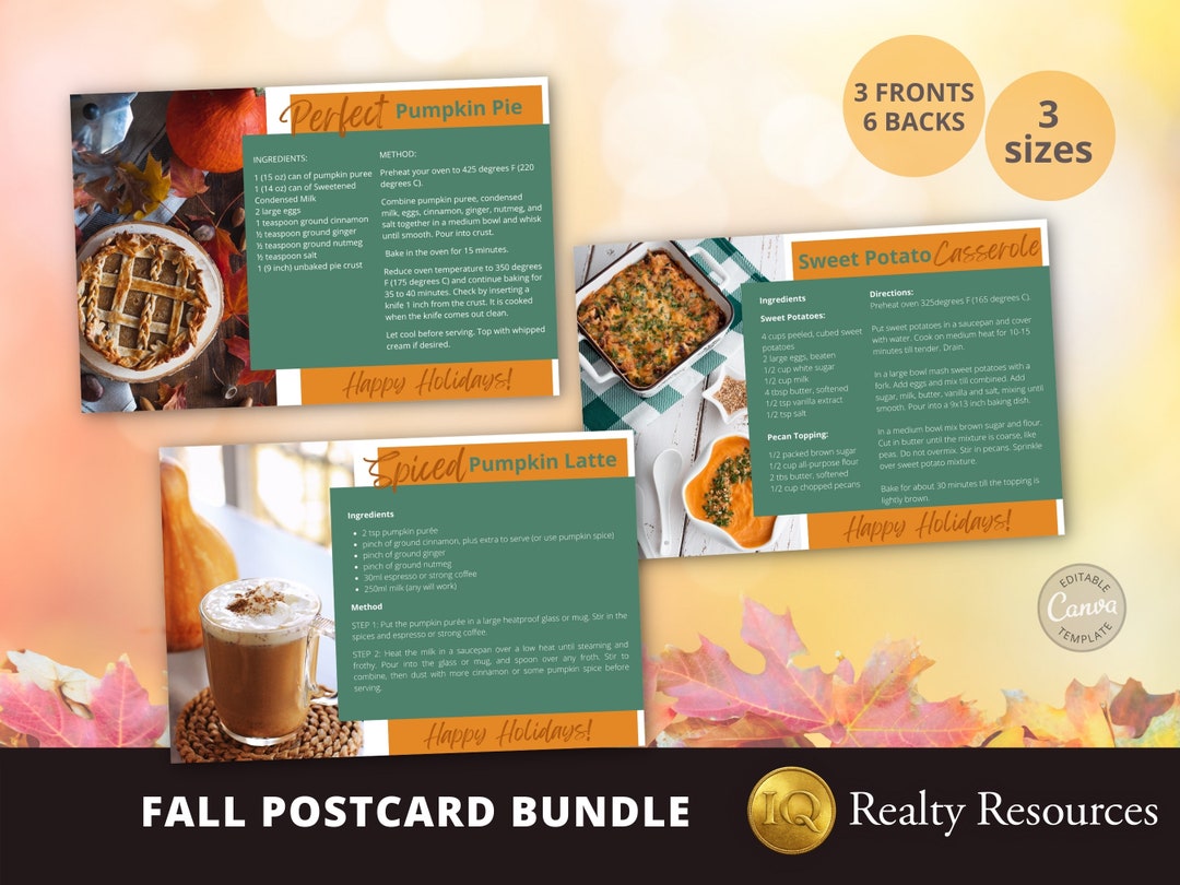 Fall Real Estate Postcard Bundle Thanksgiving Postcard - Etsy