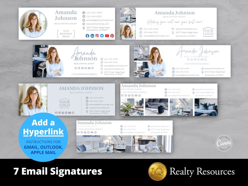 Email Signature Template Bundle, 7 Signature Templates, Real Estate ...